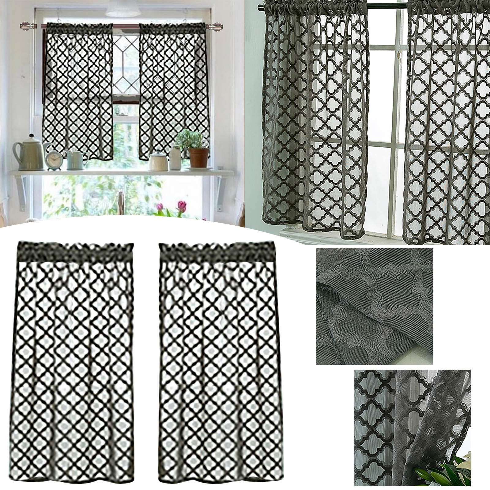 YOZGXEG Sheer Curtain Window Screens Short Rod Curtains Kitchen Bedroom ...