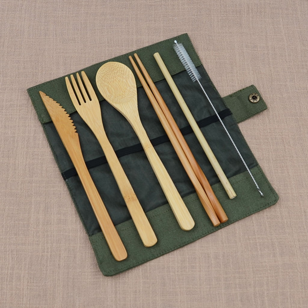 YOZGXEG Tableware Set Portable Bamboo Dinner Set Travel Eco-friendly ...