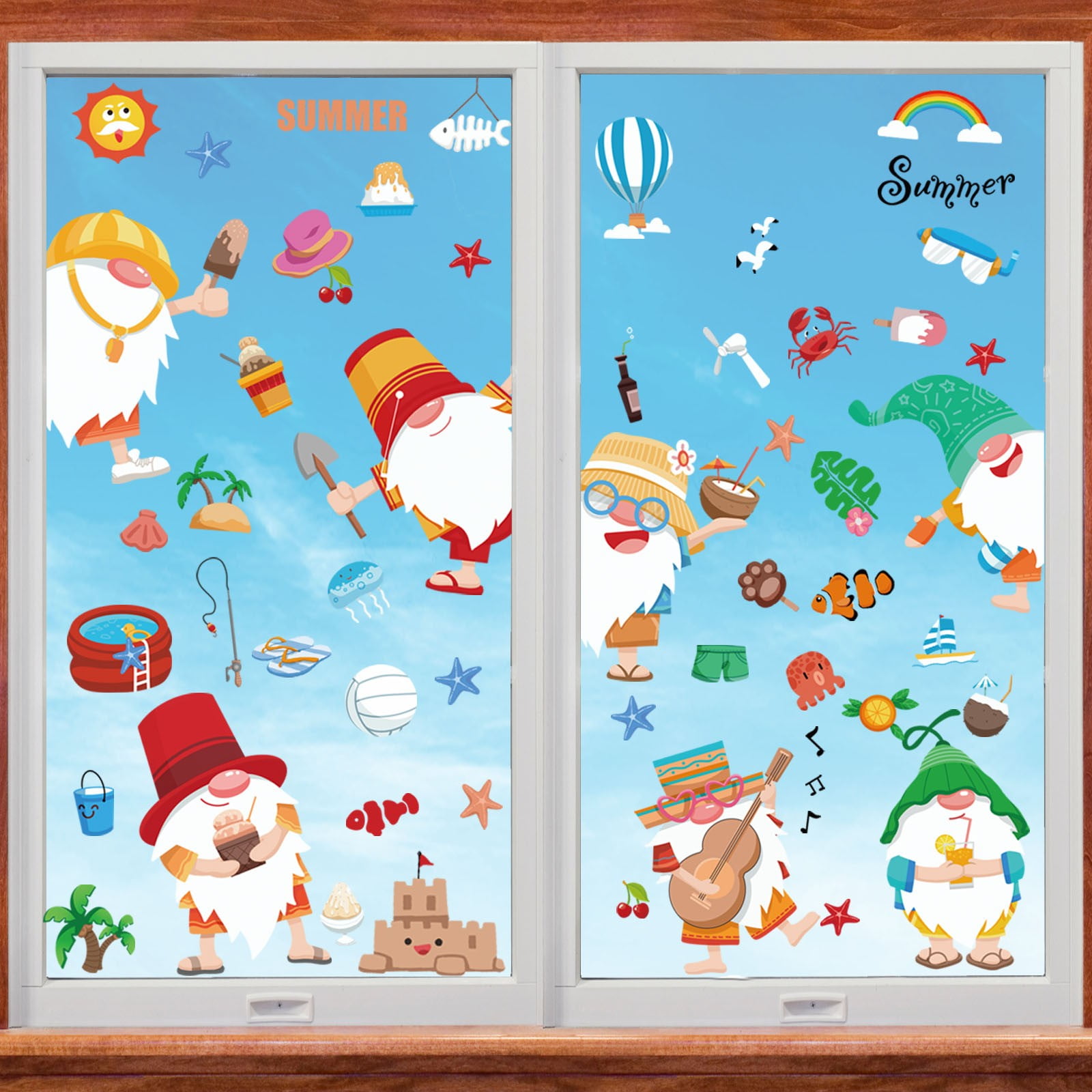 YOZGXEG Thanksgiving Party Gnome Wall Festive Glass Summer Wall Pool ...