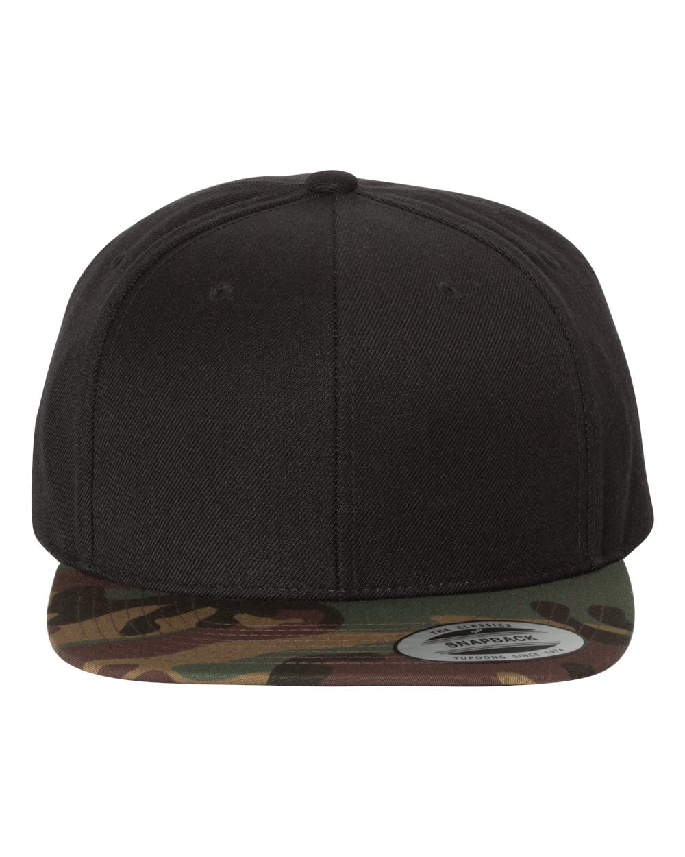 YP Classics - Premium Flat Bill Snapback Cap - 6089M - Black/ Camo ...