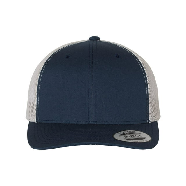 YP Classics - Six-Panel Retro Trucker Cap - 6606 - Navy/ Silver - Size ...