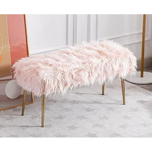 YPDCHB White Bench for Bedroom Entryway Bench Fur Cute Bench Seat for ...