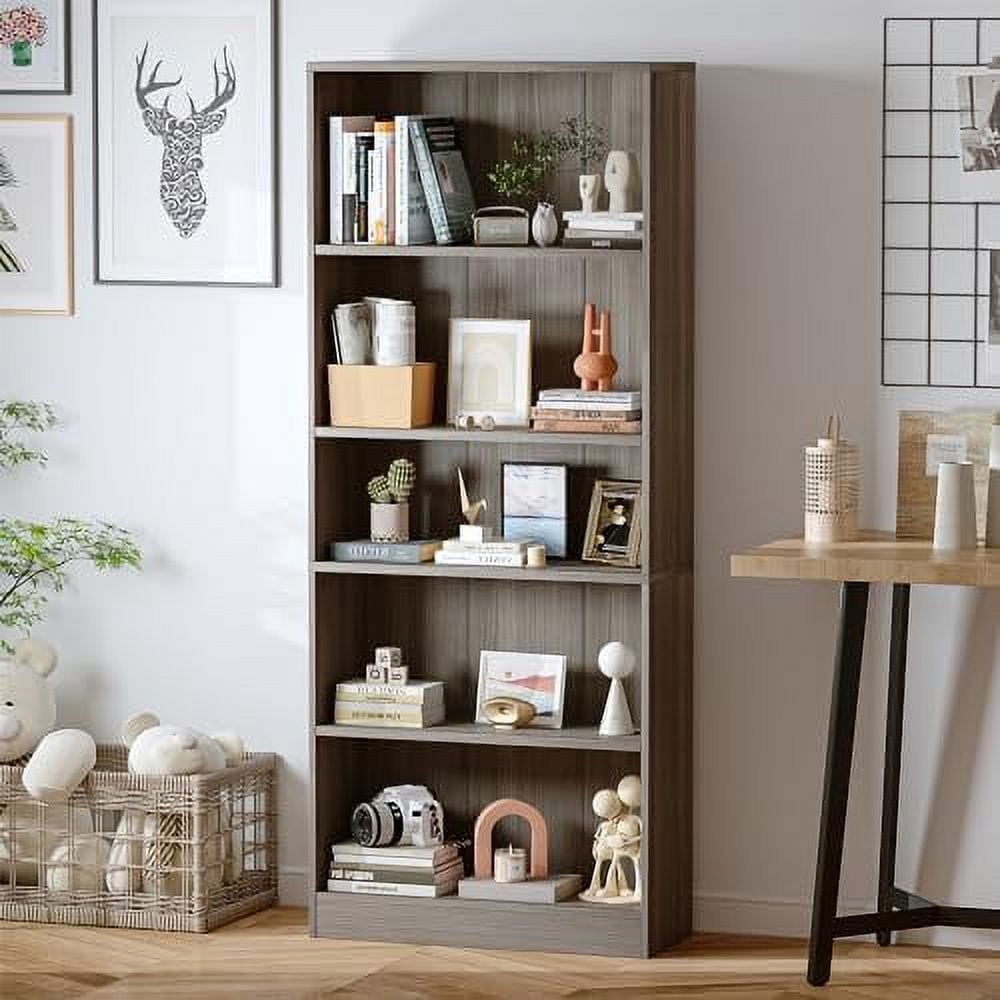 YPDCHB Wood 5 Bookcase Adjustable Layers Bookshelf Tall Display Narrow ...