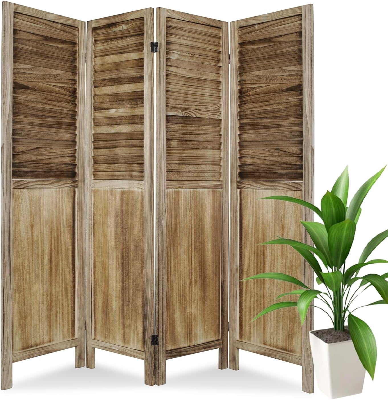 YPDCHBL 4 Panel Room Divider Wood Room Dividers and Folding Privacy ...