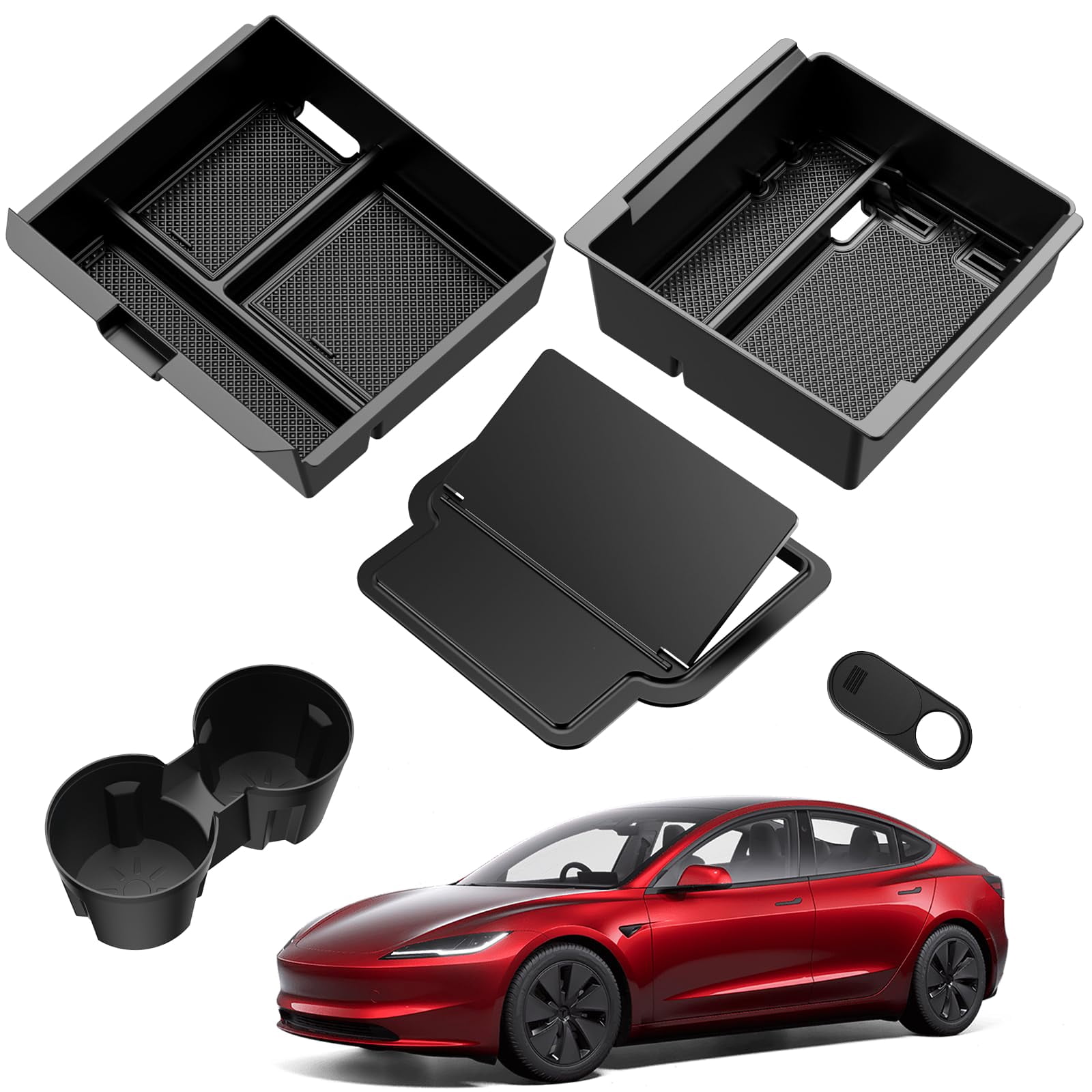 YPHUIKI 5PCS Upgraded Center Console Organizer Tray for Tesla Model 3 ...