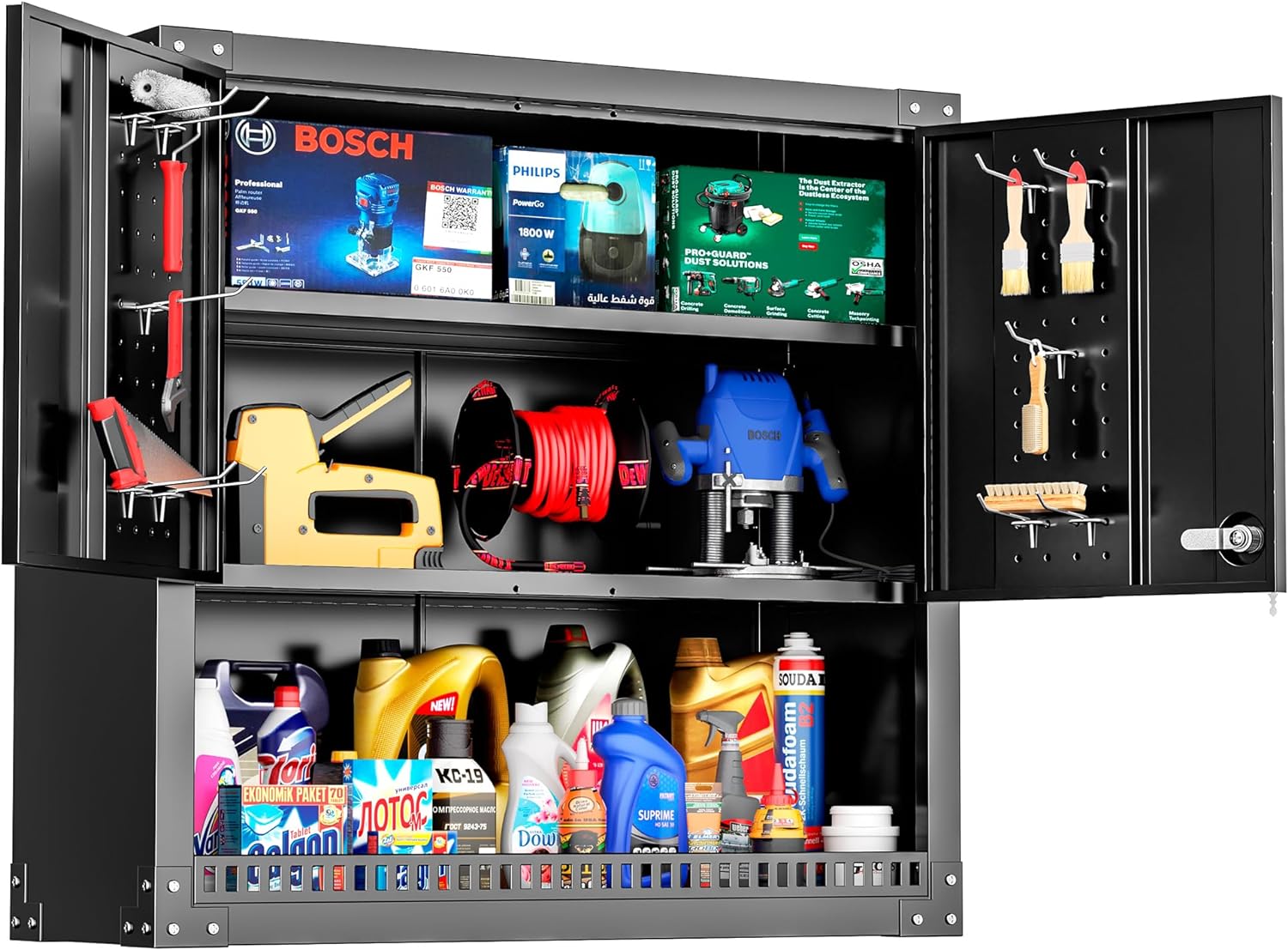 YPNLZQ Metal Cabinets with Doors and Hanging Rod 72\u201DH Lockable ...