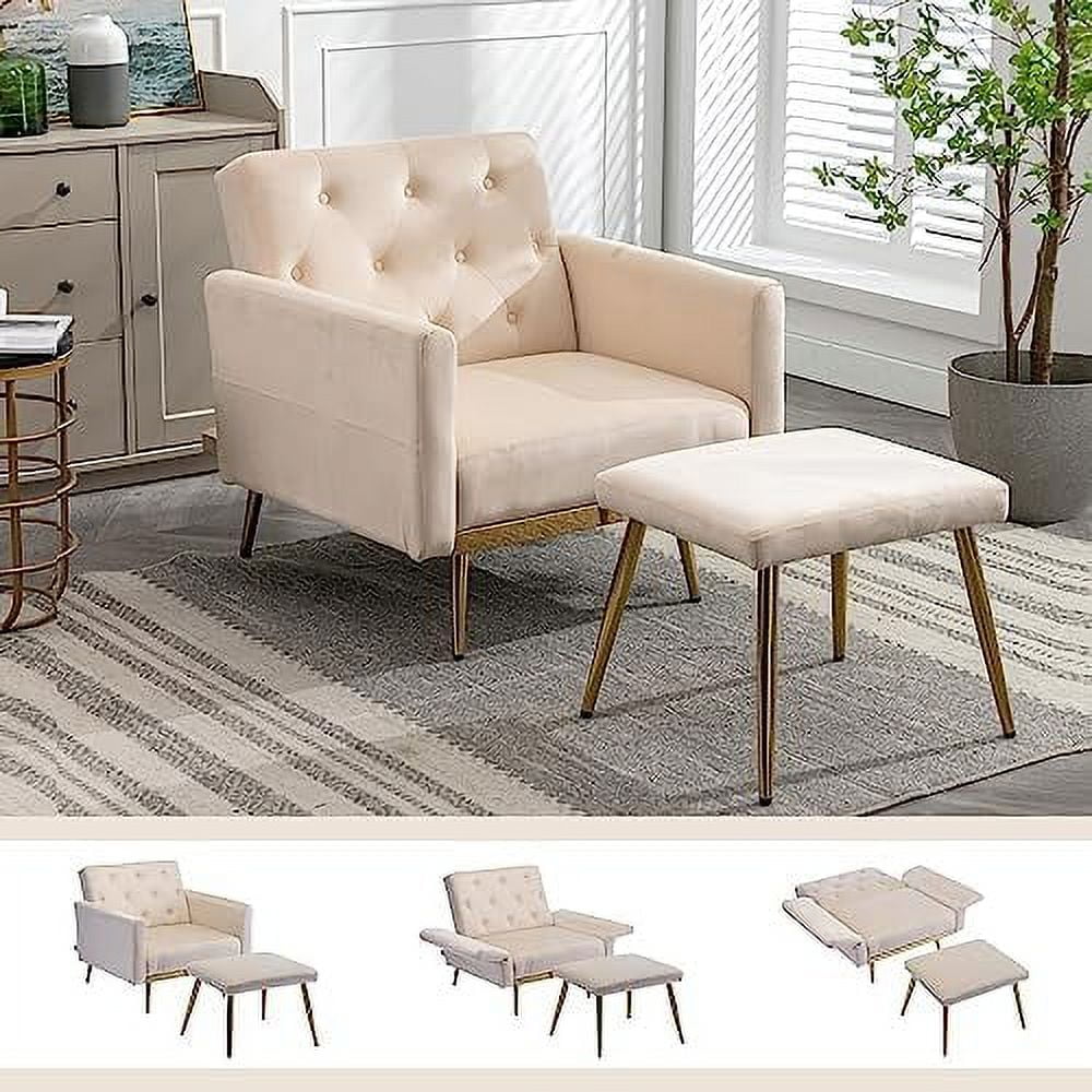 YPQGTOL Modern Velvet Chaise Lounge Chair Indoor with 3 Reclining ...