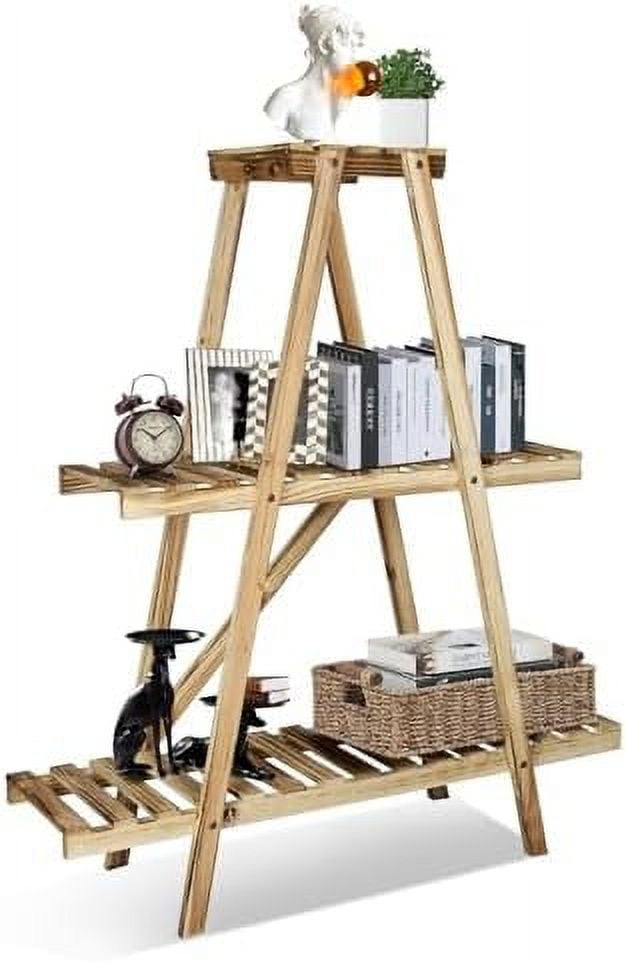 YPZBLDV 4 Tier Ladder Bookshelf Ladder 45 Inch Wood Rustic Ladder ...