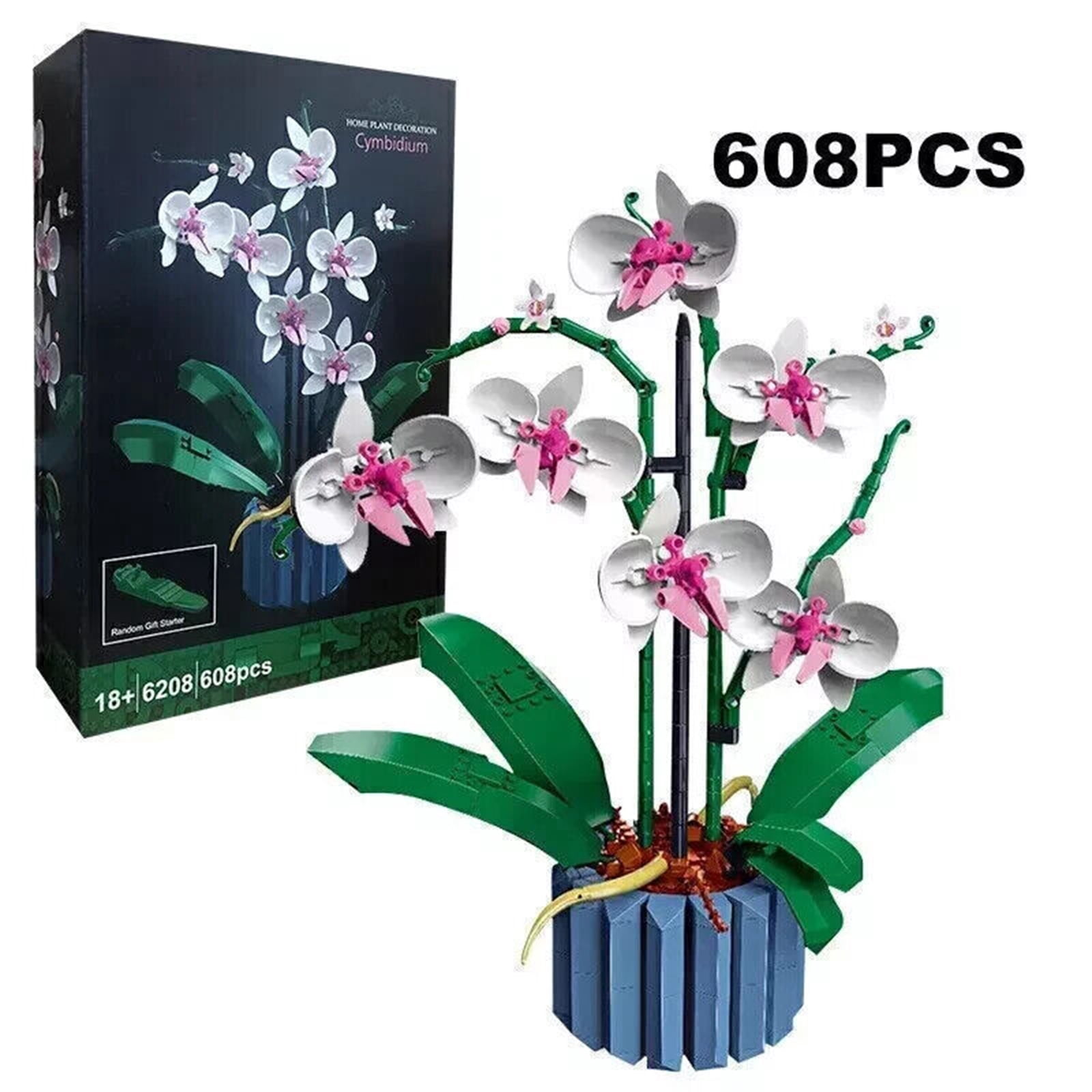 YPai 608PCS Orchid Building Blocks Set, DIY Artificial Flower Kit for ...