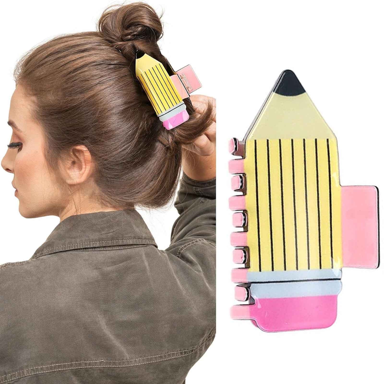 YQHZZPH Pencil Hair Claw Clips Funny Teacher Hair Clips Cute Hair Jaw ...