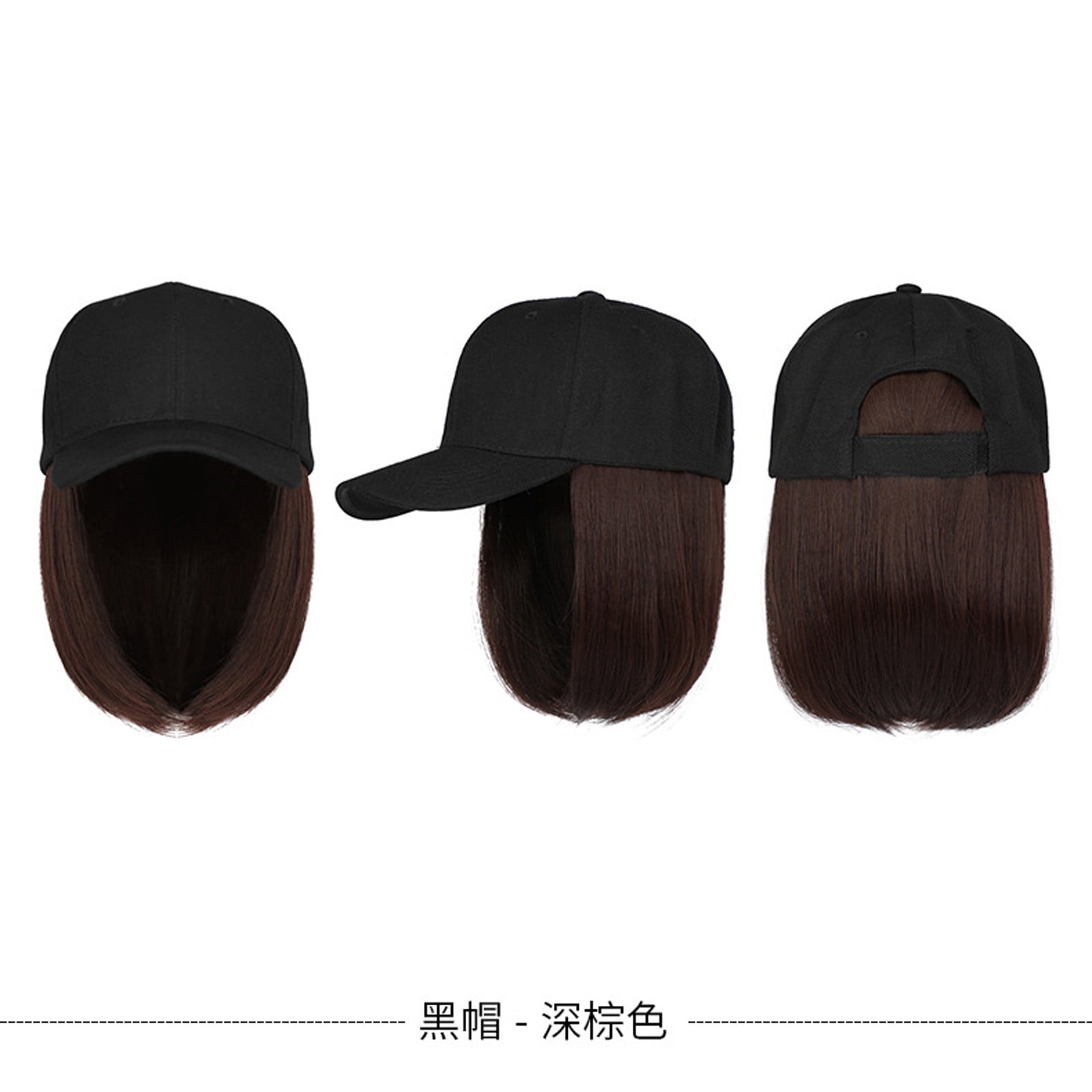 YQHZZPH Straight Short Bob Wig Baseball Wig Baseball Cap Hair Wig Hats ...