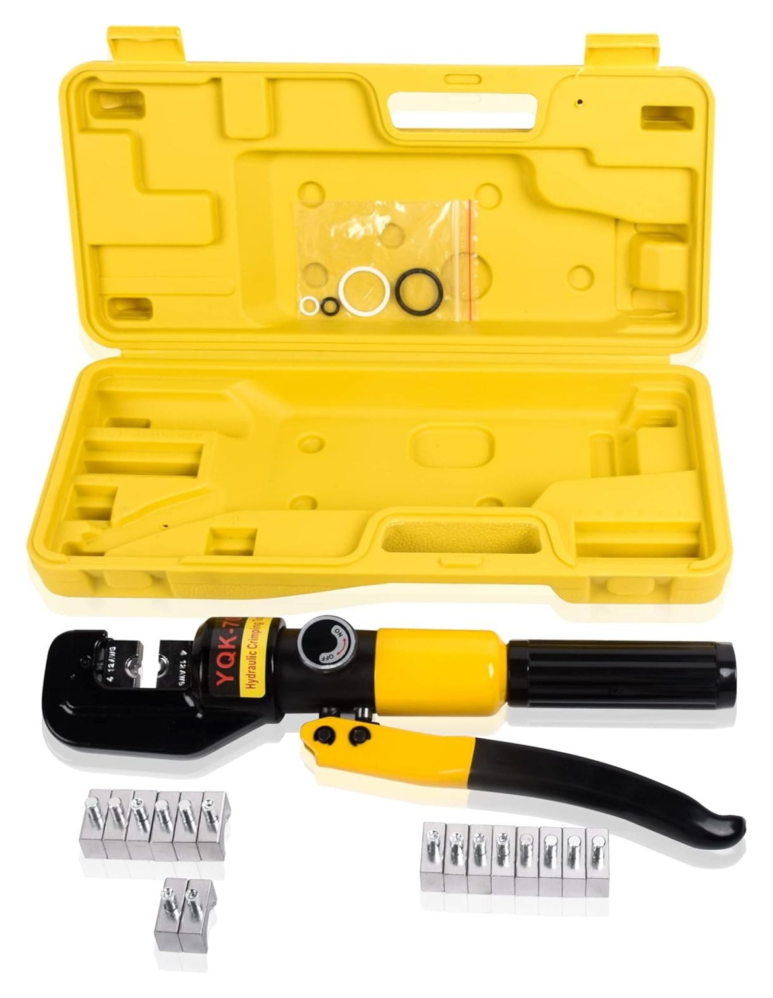 YQK-70 Cable Crimping Tool 10 Ton with 9 Pairs of Crimping Dies, 12-2/0 ...