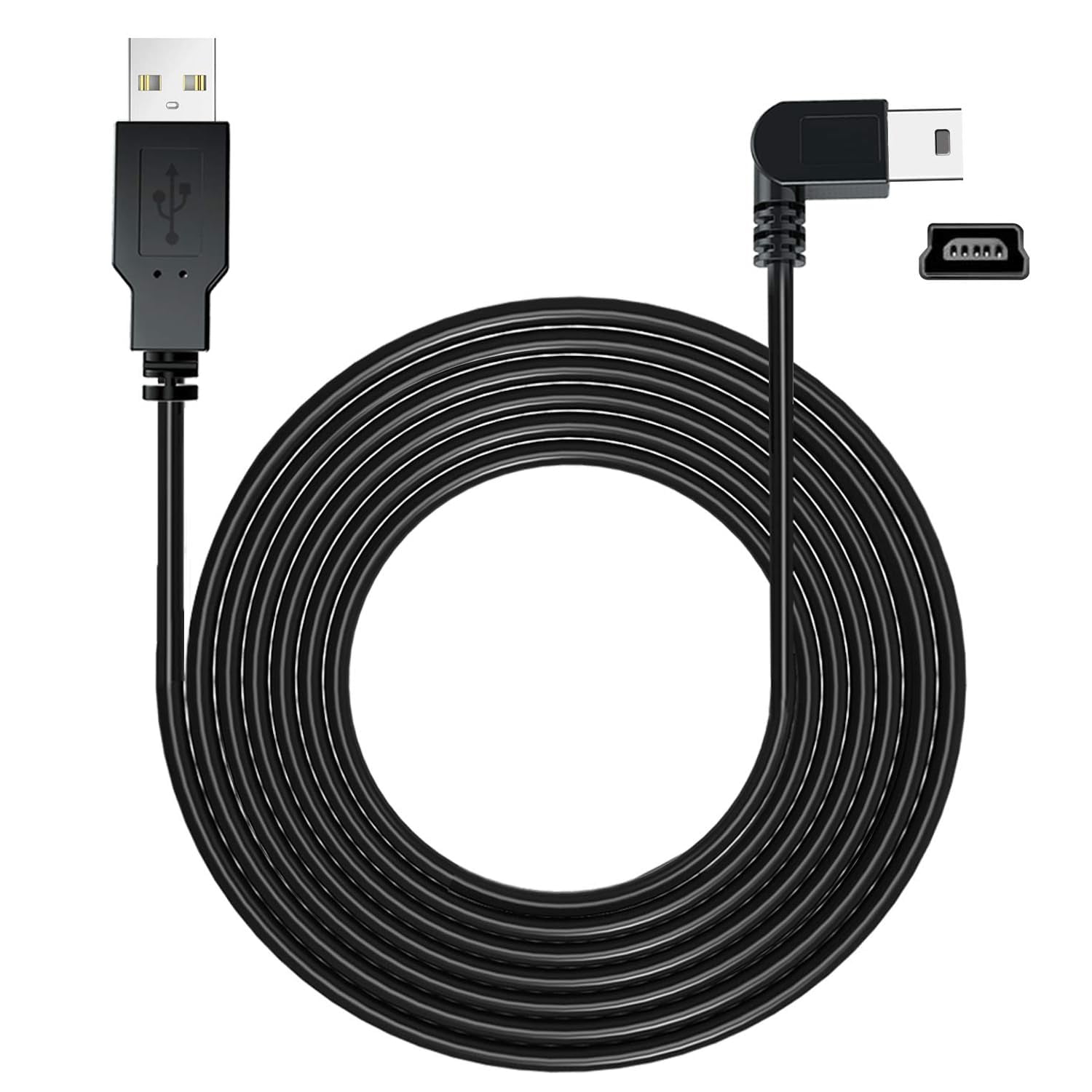 YQMAJIM 16.5Ft 90 Degree Pure Copper Thicker Mini USB GPS Charger Cable ...