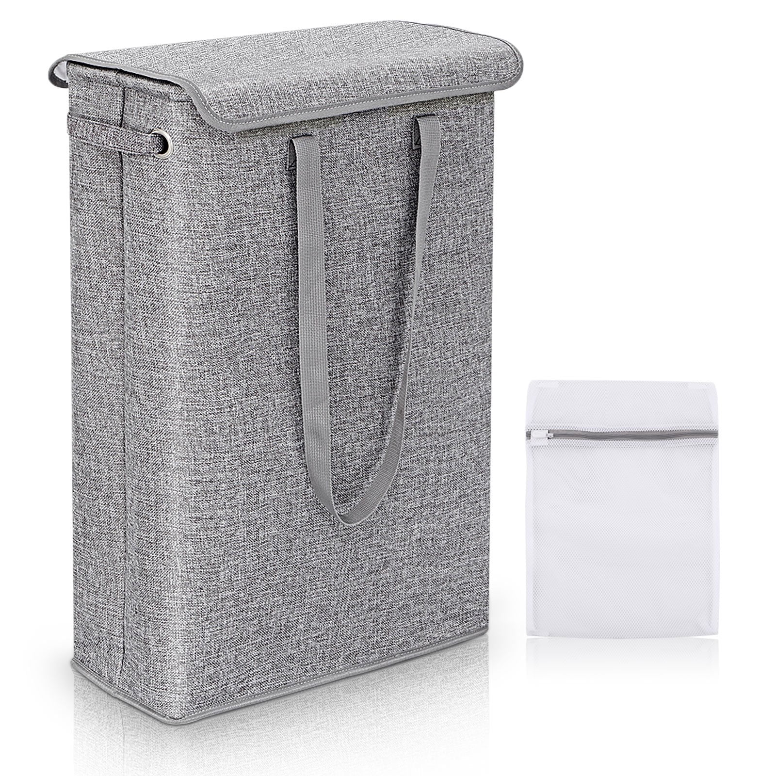 "YQSDG Slim Foldable Laundry Hamper, Gray, 45L Capacity, Waterproof, 15 ...
