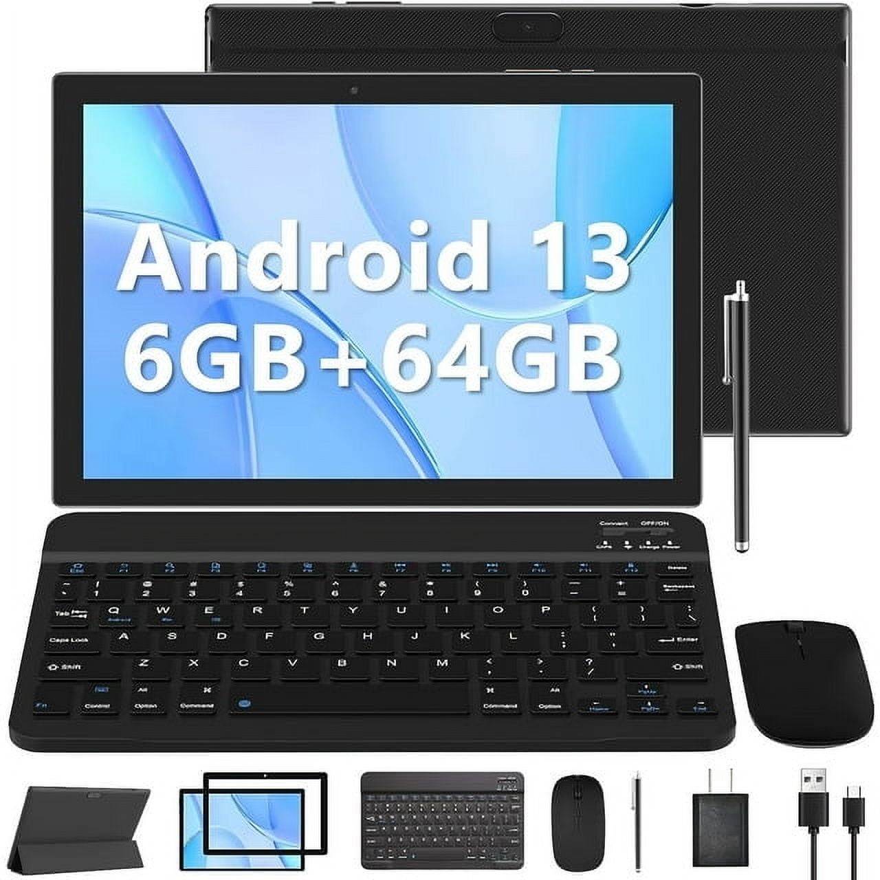 YQSavior 10.1-inch 2-in-1 Android 13 Tablet with Keyboard Case, 6GB RAM ...