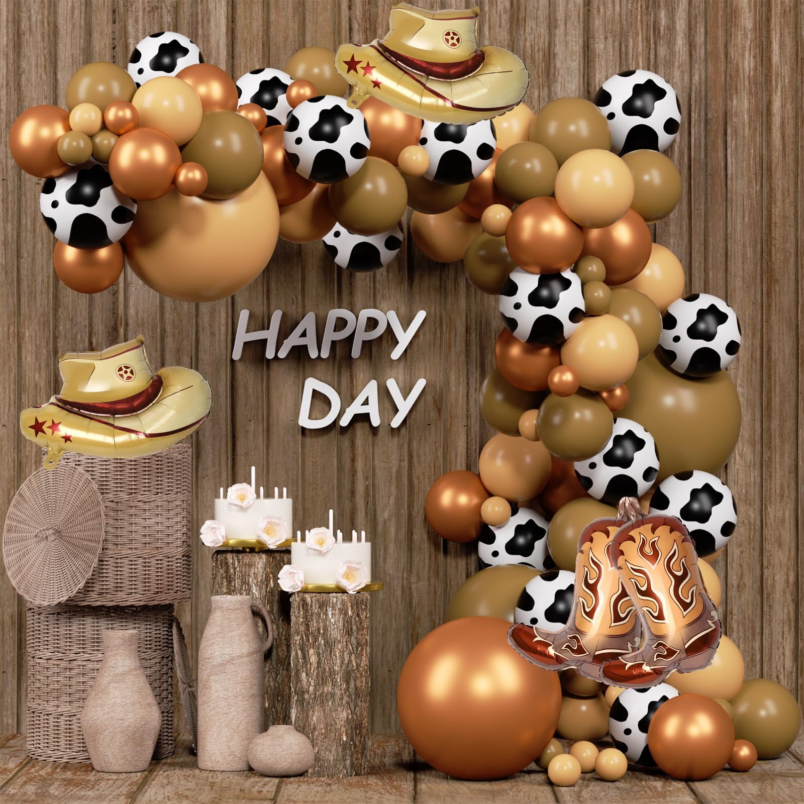 YQUQWN 136 PCS Cowboy Balloon AFN1Arch Kit Cowboy Party Decorations Cow ...