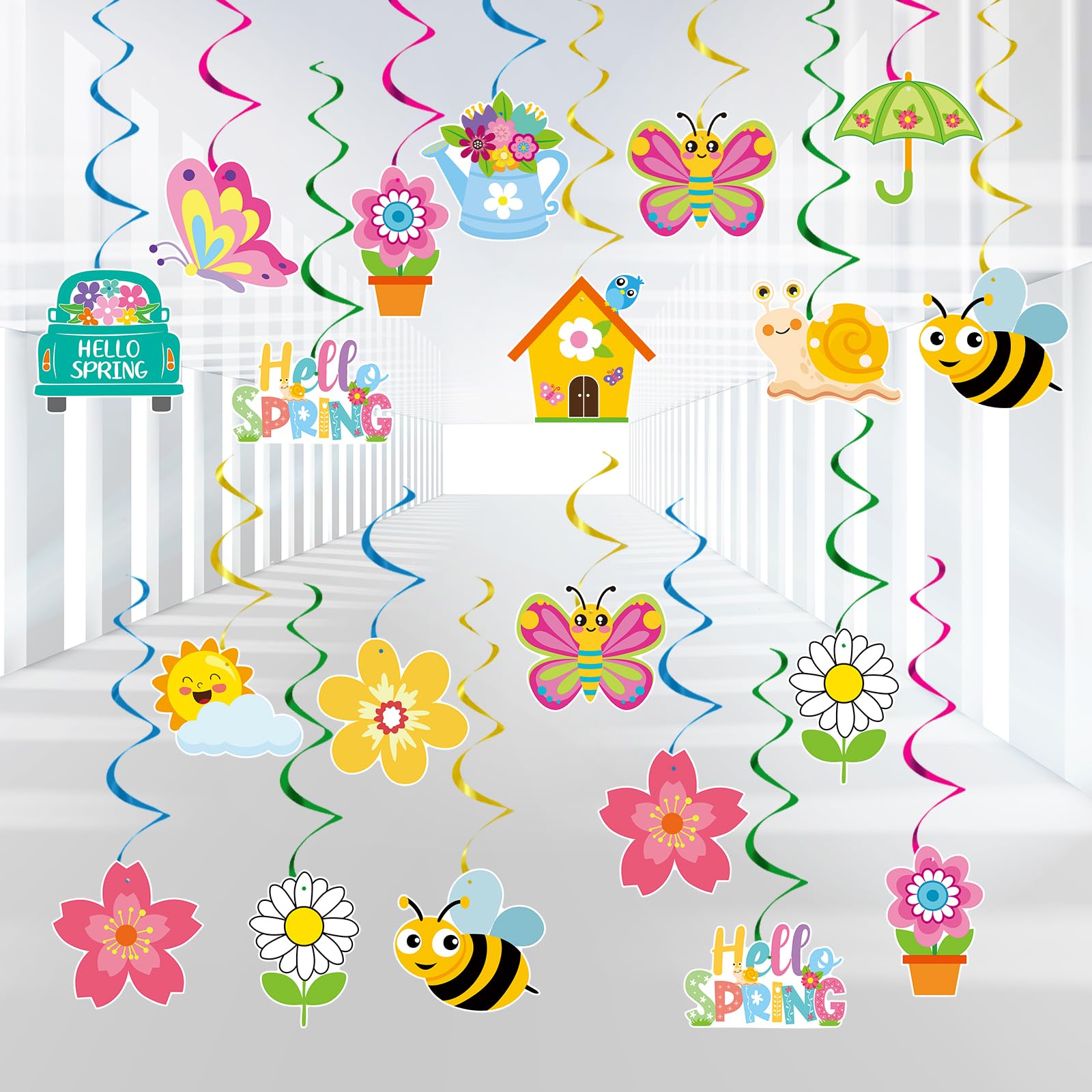 YQUQWN 48 PCSTRDN Spring Hanging Swirls Decorations, Sun Flowers ...