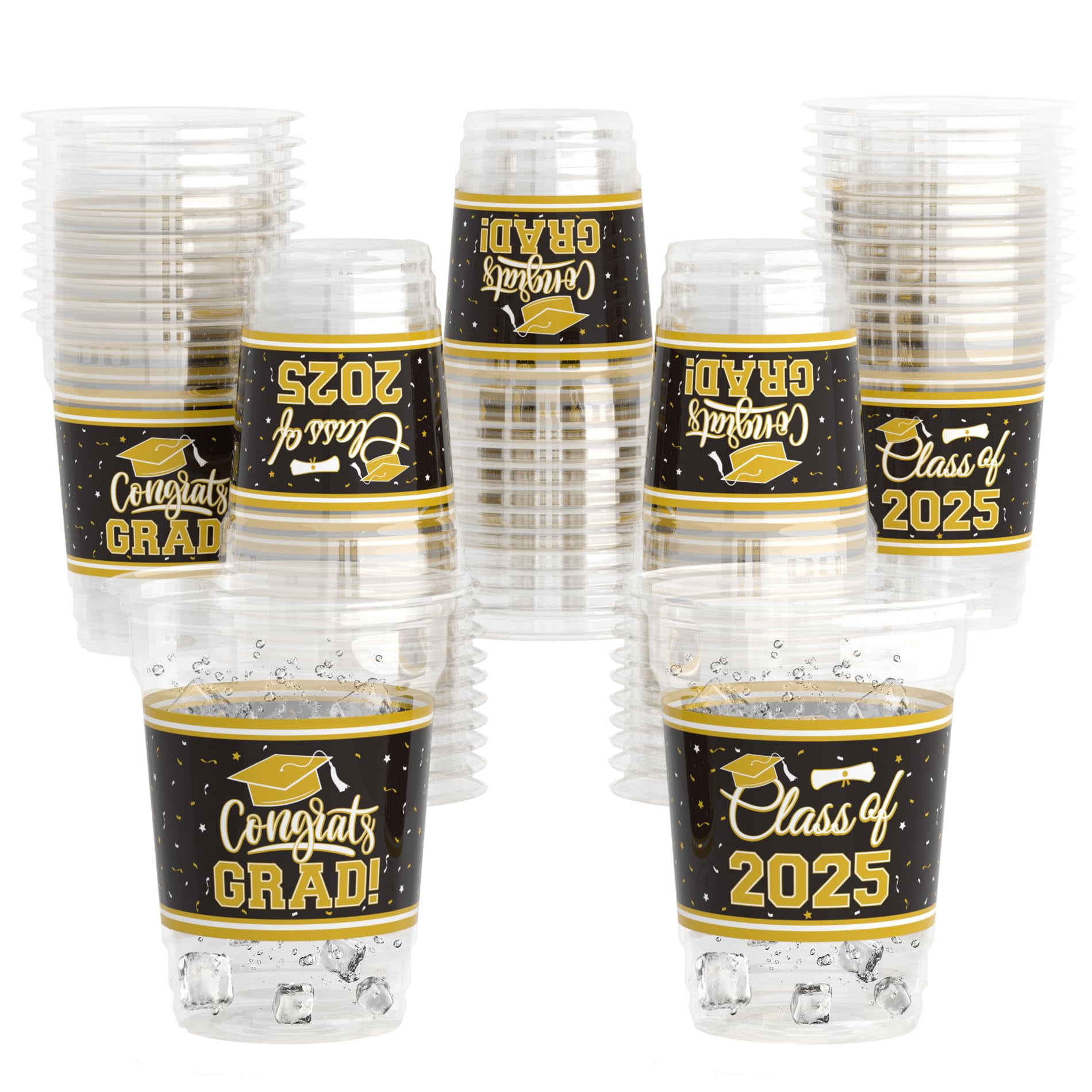 YQUQWN 50 PCS Graduation AIF9 Cups 12 oz Disposable Thickened Black ...