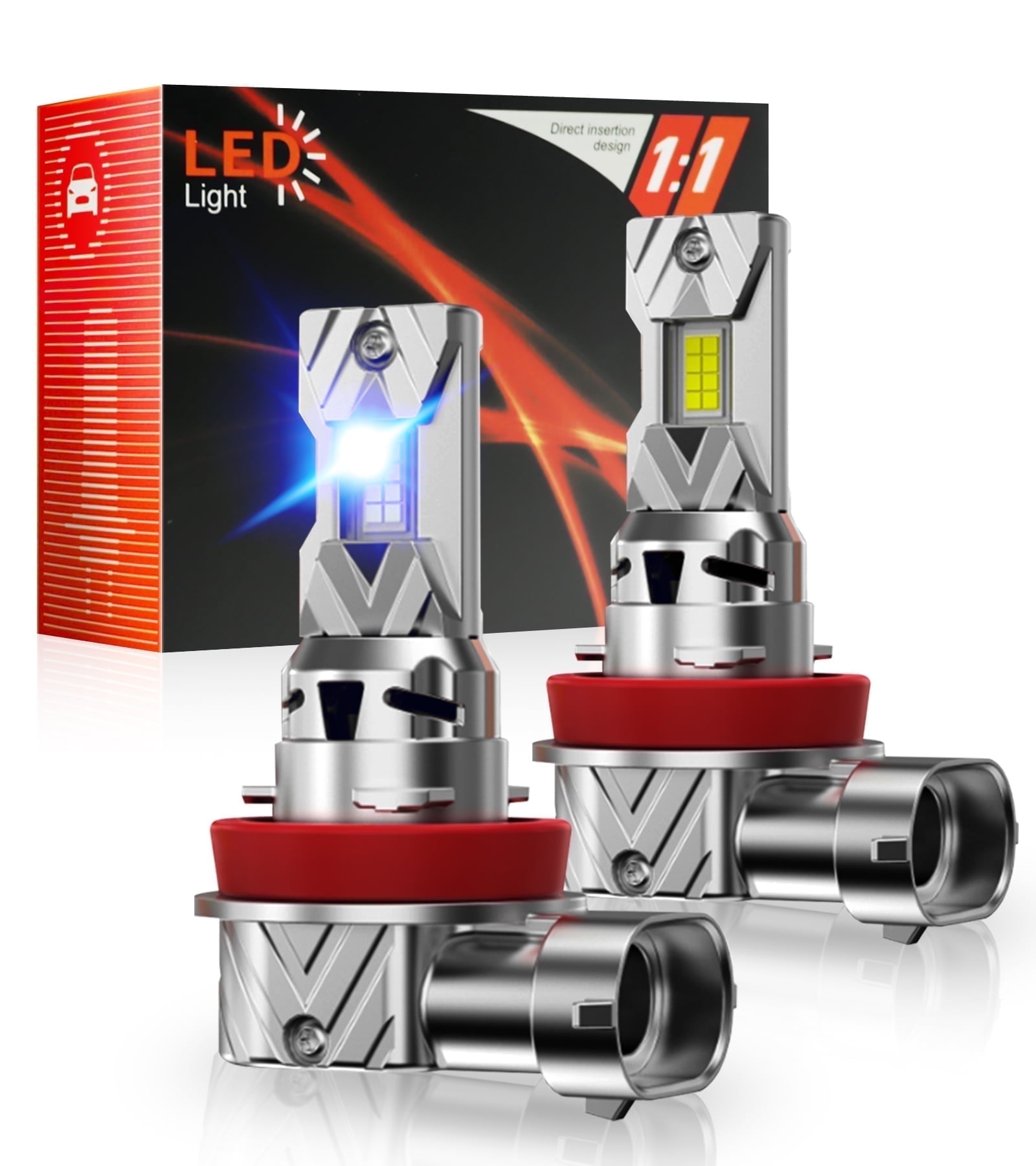 YQWIN H11 Headlight Bulb H11/H9/H8 Light Bulb Super Bright 6500K Cool ...