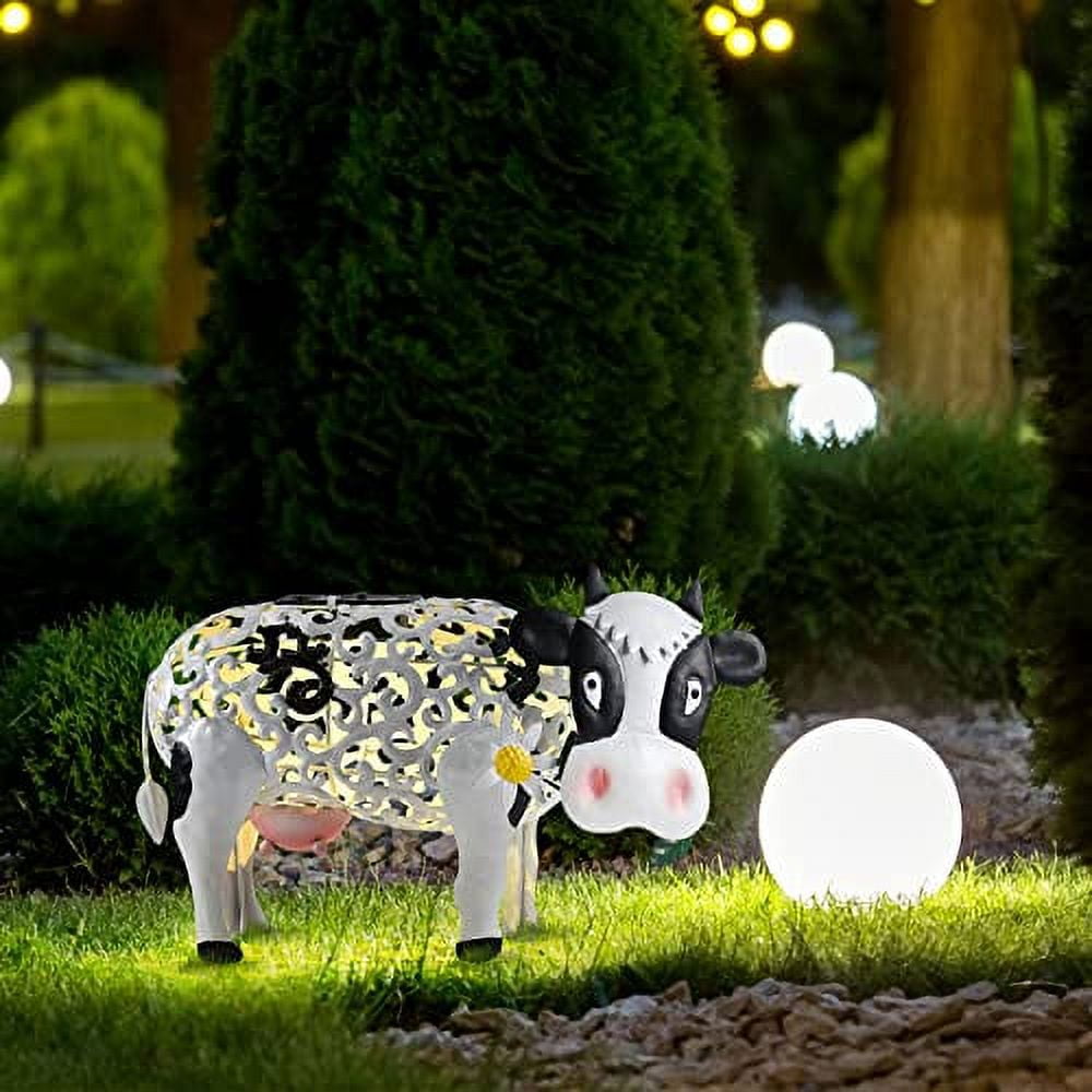 YQYAZL Solar Cow Light, Metal Cow Garden Statues Outdoor with LED Light ...