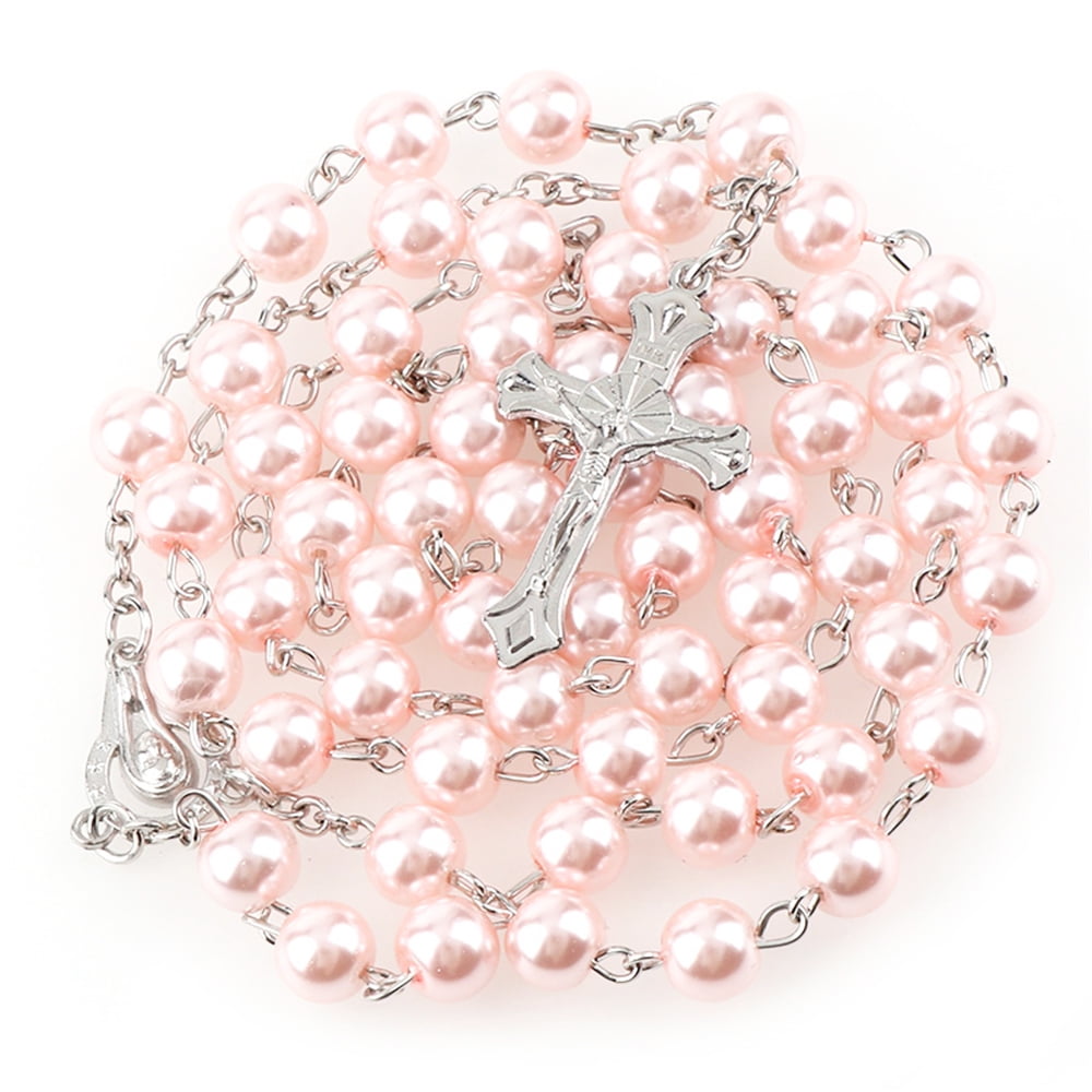 YQZIYOU Round Pink Pearl Beads Necklace, Silver Plated - Walmart.com