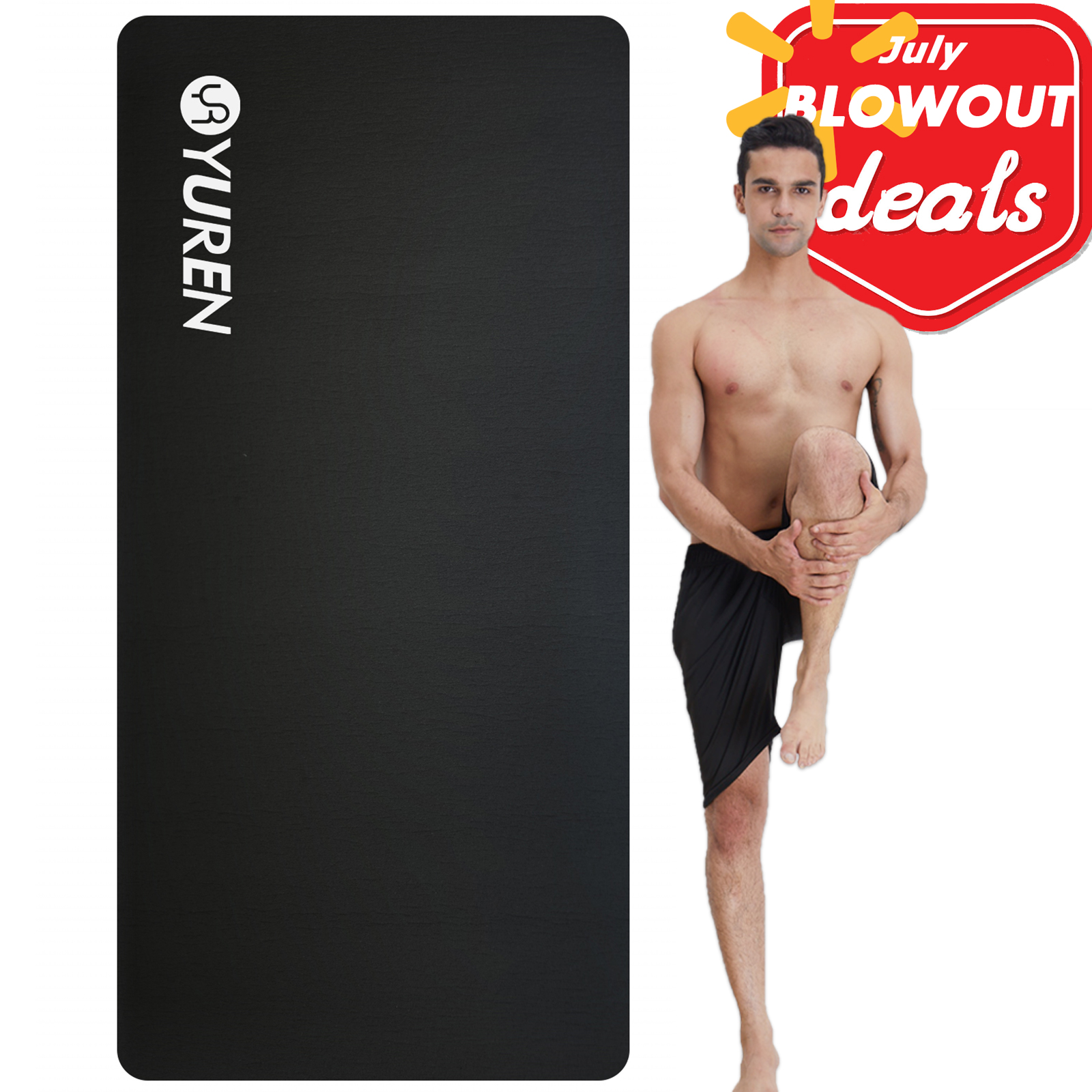 YR 1/2 inch Thick Yoga Mat 74"x35" Extra Wide Large Exercise Mat Floor ...