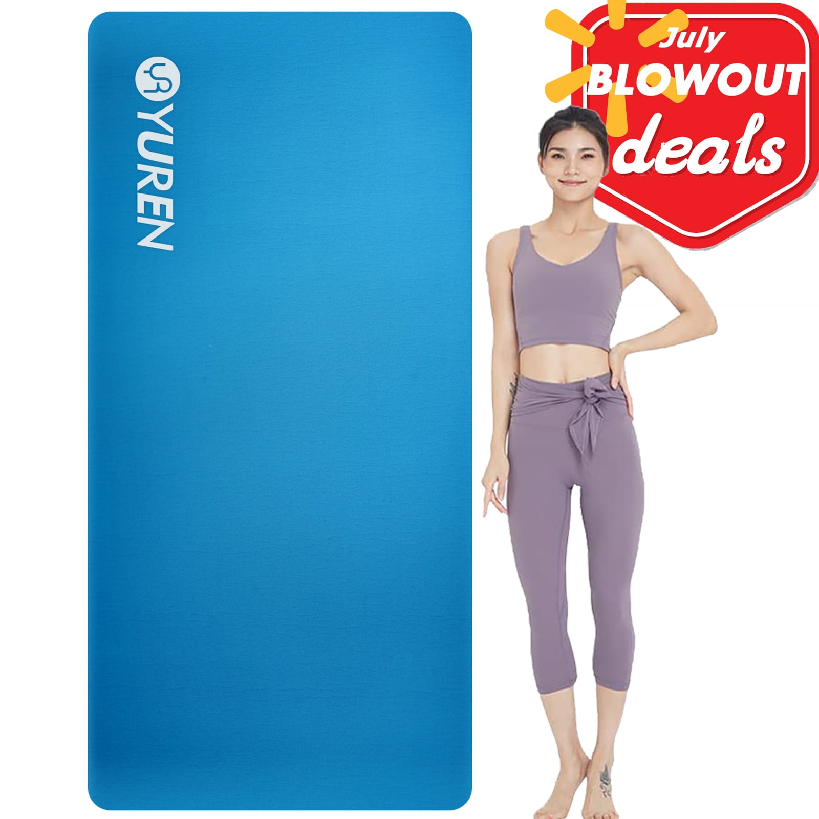 YR 1/2 inch Thick Yoga Mat 74"x35" Extra Wide Large Exercise Mat Floor ...