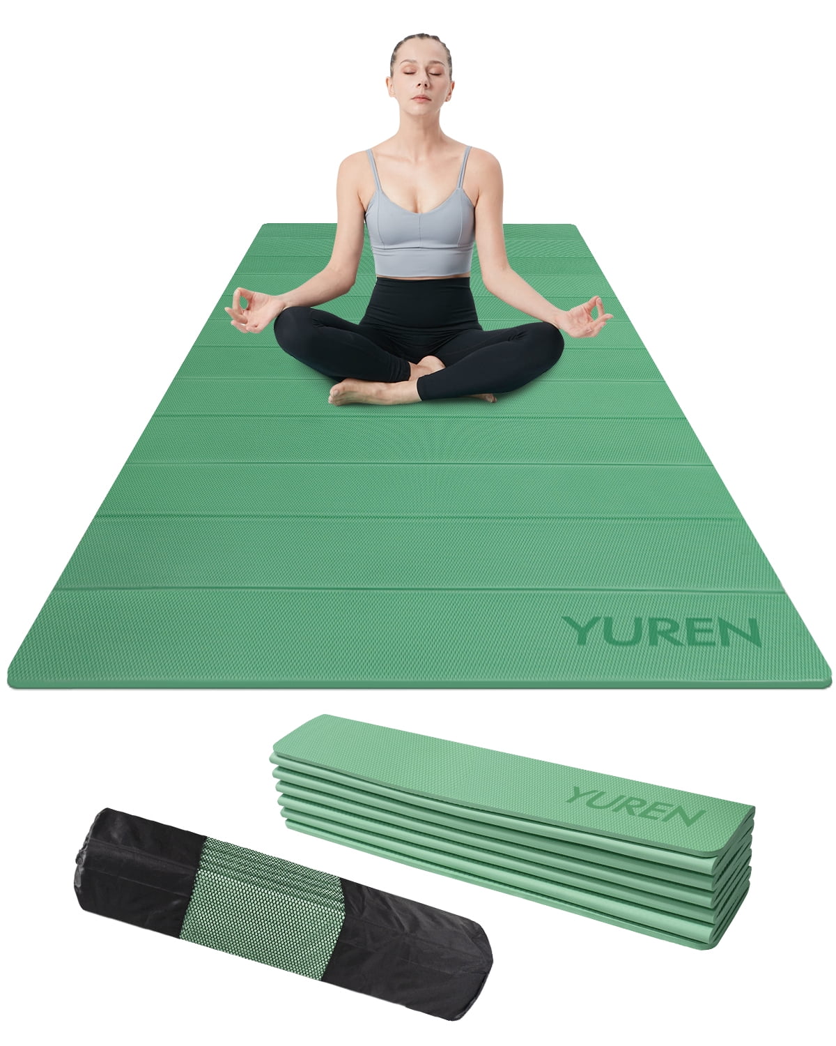 YR Yoga Mat, XL 72x32" & Thick, Non Slip Workout, Foldable Portable W ...