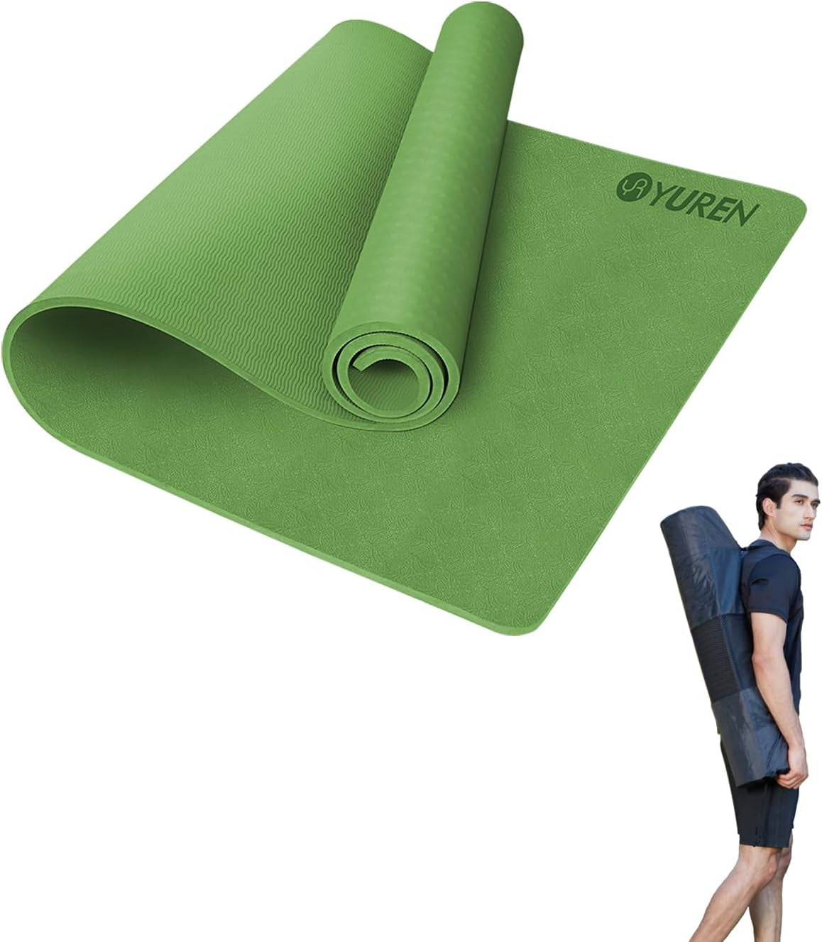 YR Fitness Oversized Wide XL Yoga Mat 76x35" Extra Thick TPE Foam Non ...