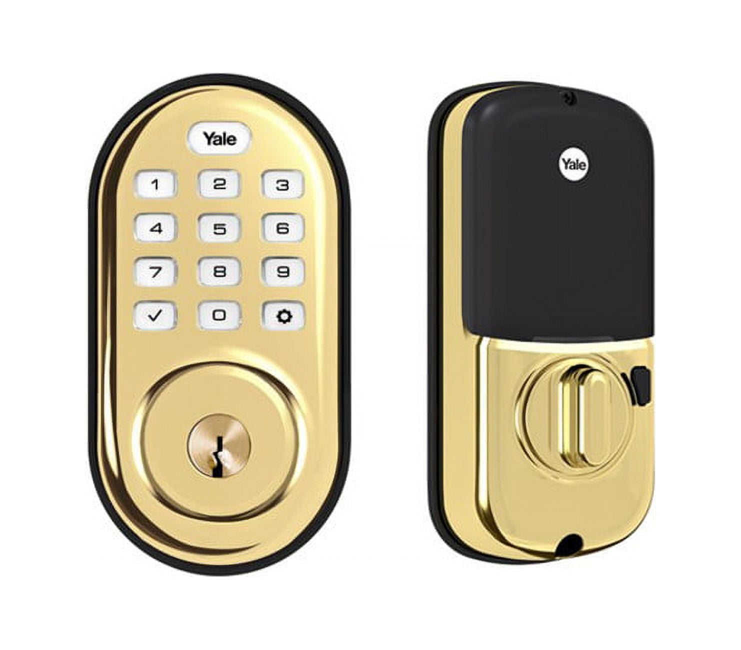 YRD216ZW2605 Assure Lock Push Button Deadbolt with Z-Wave Bright Brass ...