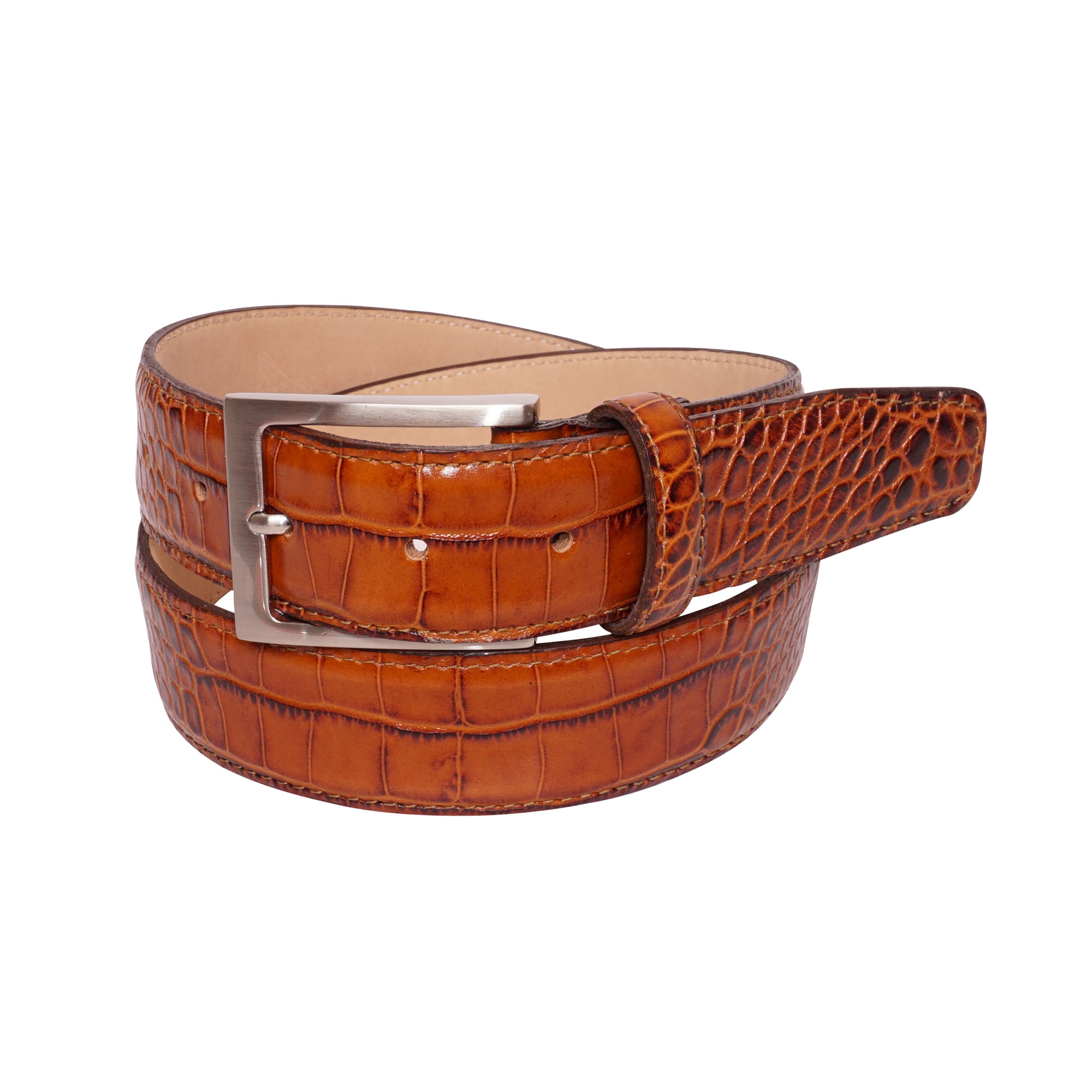 YRI Belts Men's Cognac Exotic Leather Dress Belt (Made in USA ...