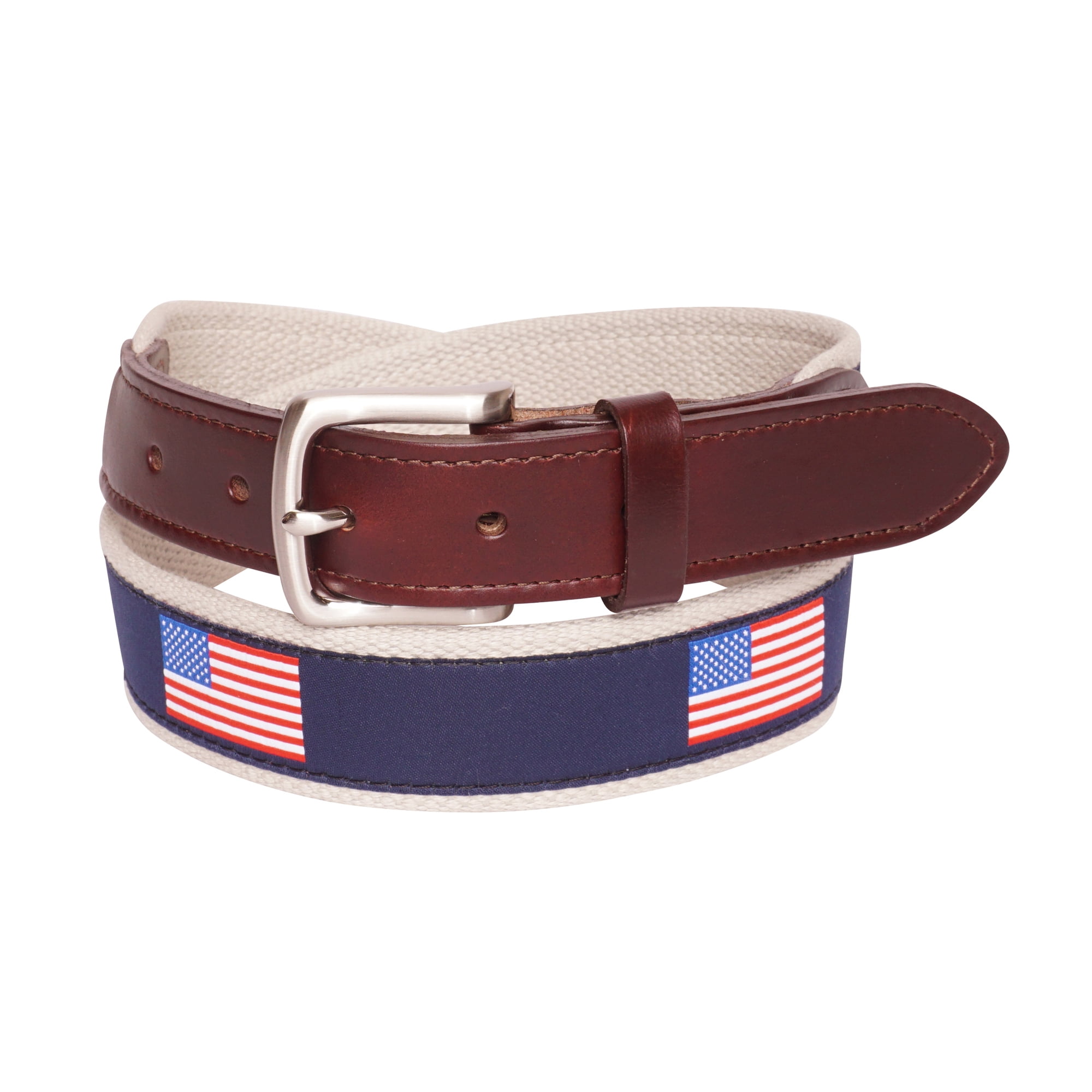YRI Belts Men's Navy Classic American Flag Ribbon Belt (Made in USA ...