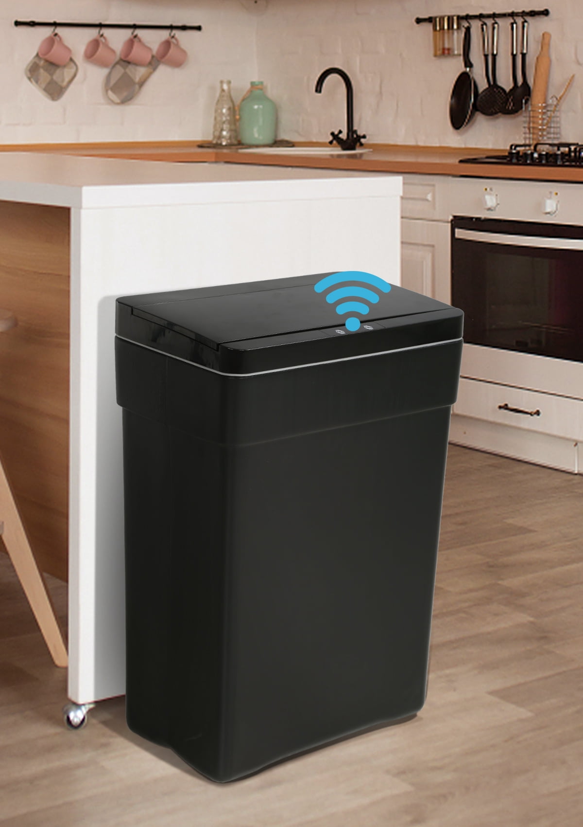 YRLLENSDAN 13 Gallon Bathroom Trash Can with Lid, Plastic Automatic ...