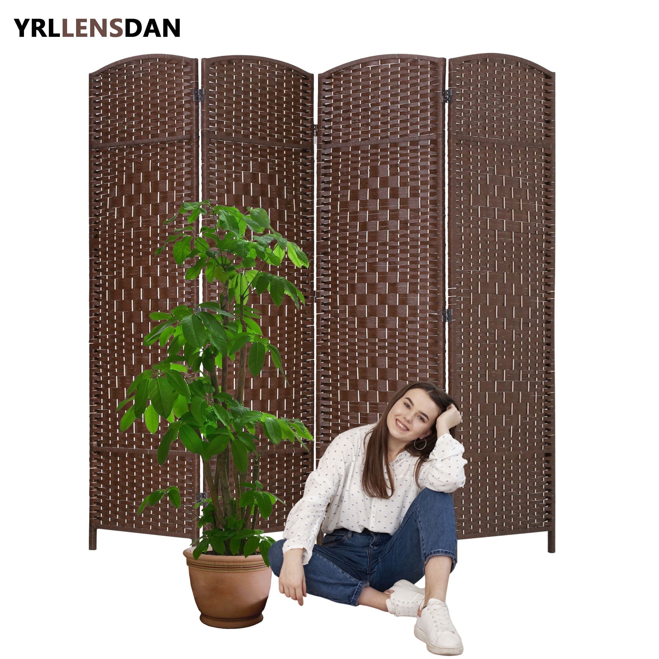YRLLENSDAN 6ft Tall Room Divider Screen with 4 Panels, Wood Room ...