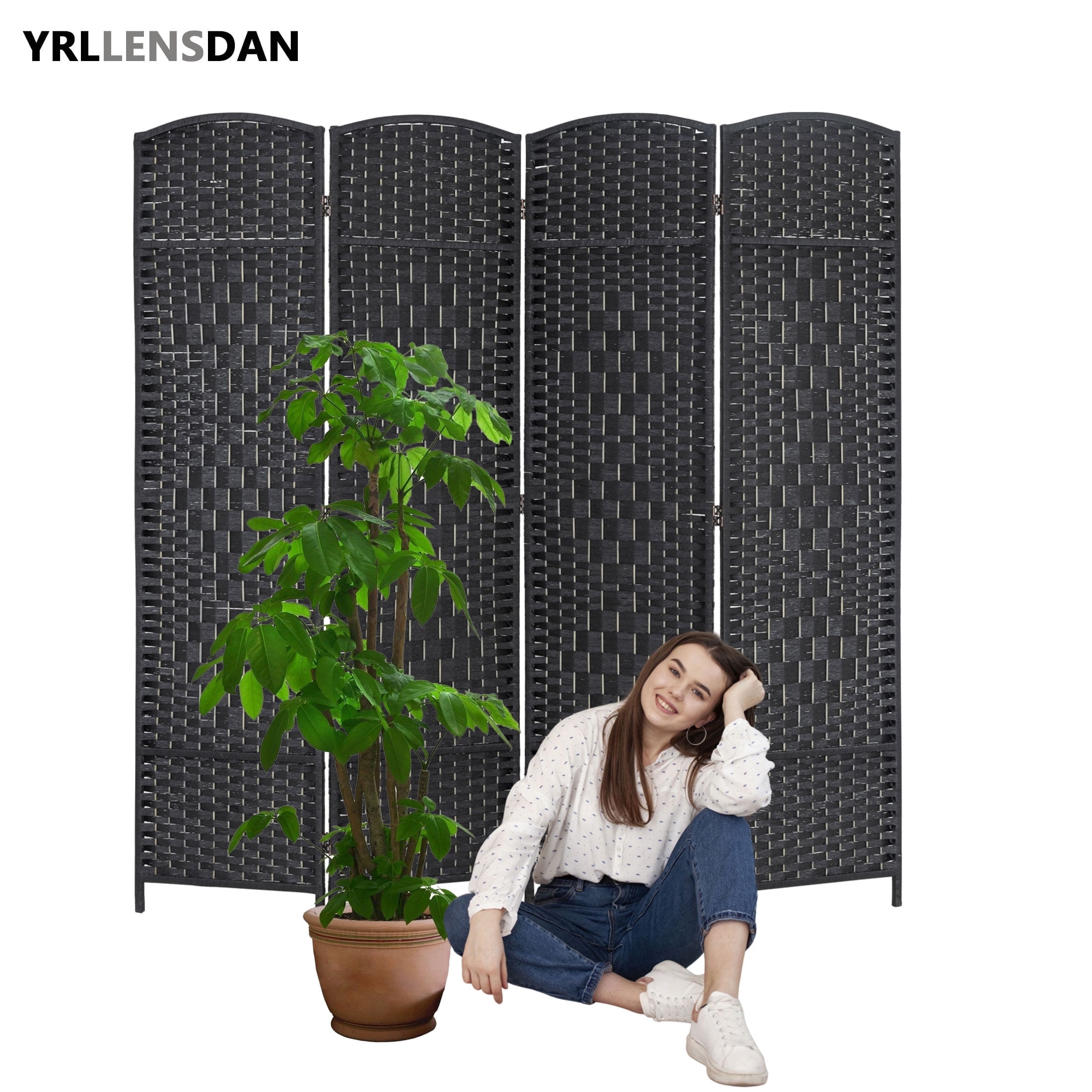 YRLLENSDAN 6ft Tall Room Divider Screen with 4 Panels, Wood Room ...