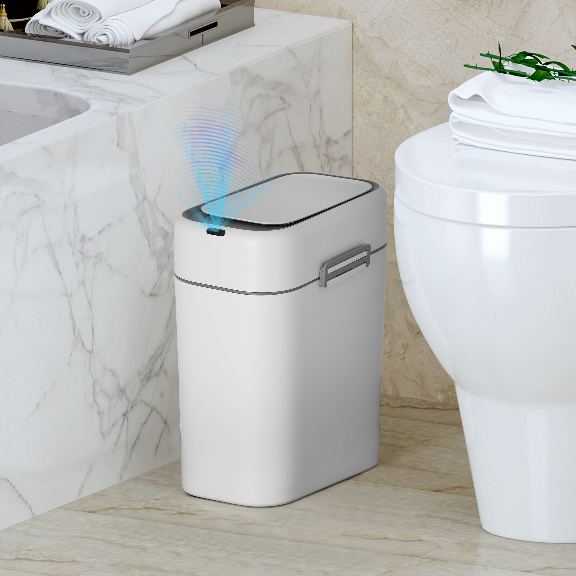 YRLLENSDAN 2.2 Gallon Bathroom Trash Can with Lid Small Trash Can ...