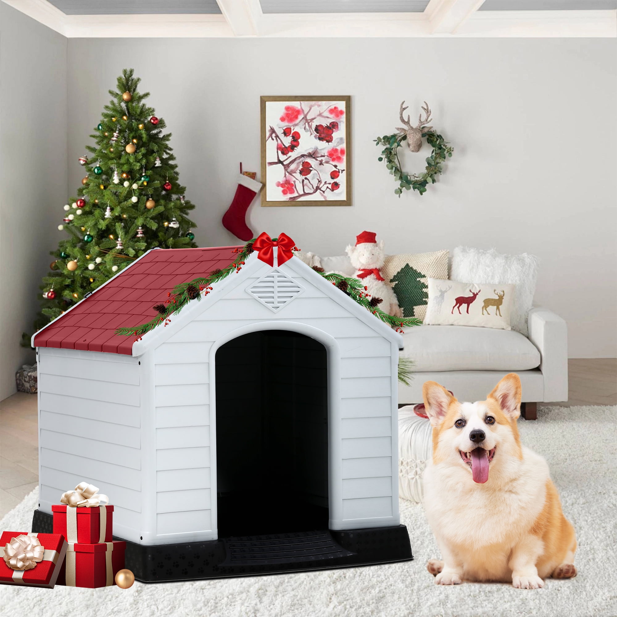 YRLLENSDAN 28in Insulated Dog House Outdoor, Igloo Dog Houses Plastic ...