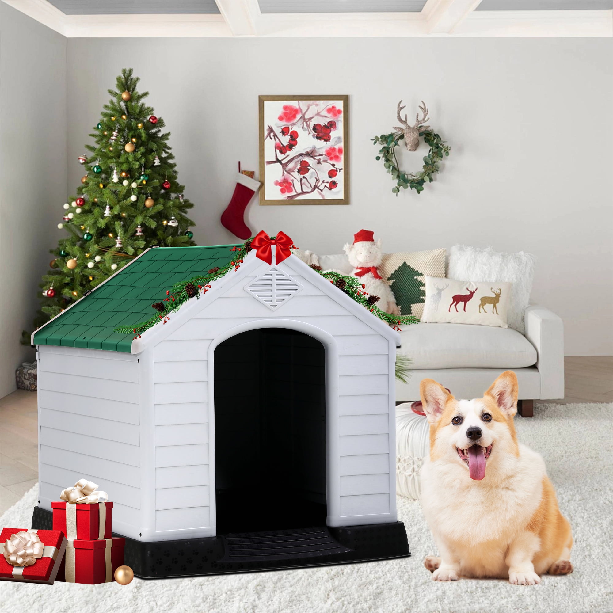 YRLLENSDAN 28in Insulated Dog House Outdoor, Igloo Dog Houses Plastic ...