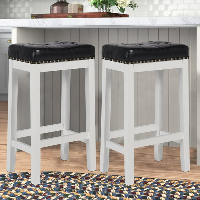 YRLLENSDAN 29 Inch Bar Stools Set of 2 of PU Leather Barstools for ...