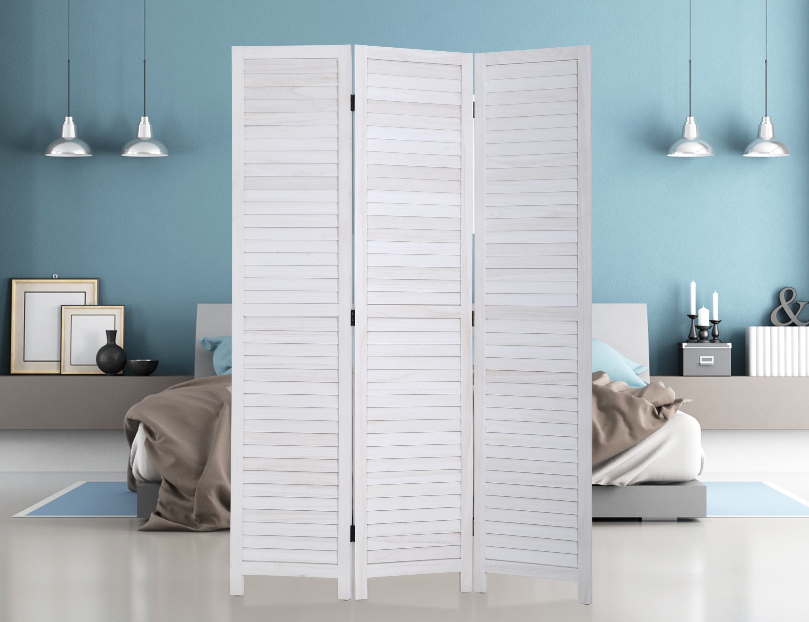YRLLENSDAN 3 Panel Wood Room Divider White Partition Room Dividers 4.3 ...