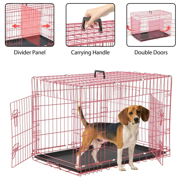 YRLLENSDAN 30in Heavy-Duty Dog Crate, Folding Metal Kennel with Double ...