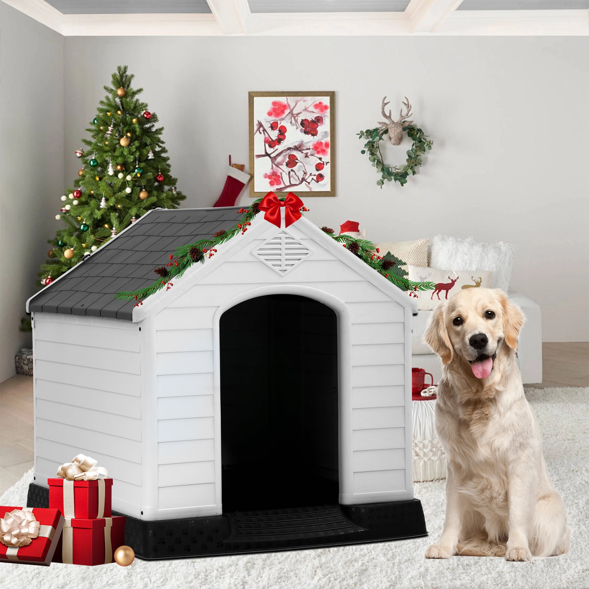 YRLLENSDAN 32in Insulated Dog House Outdoor, Igloo Dog Houses Plastic ...