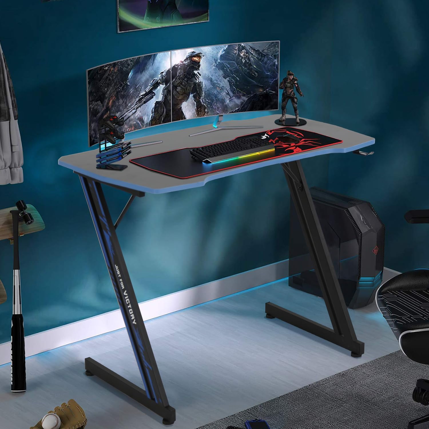 YRLLENSDAN 35 Inch Modern Z-Shaped Computer Desk for Home Office with ...