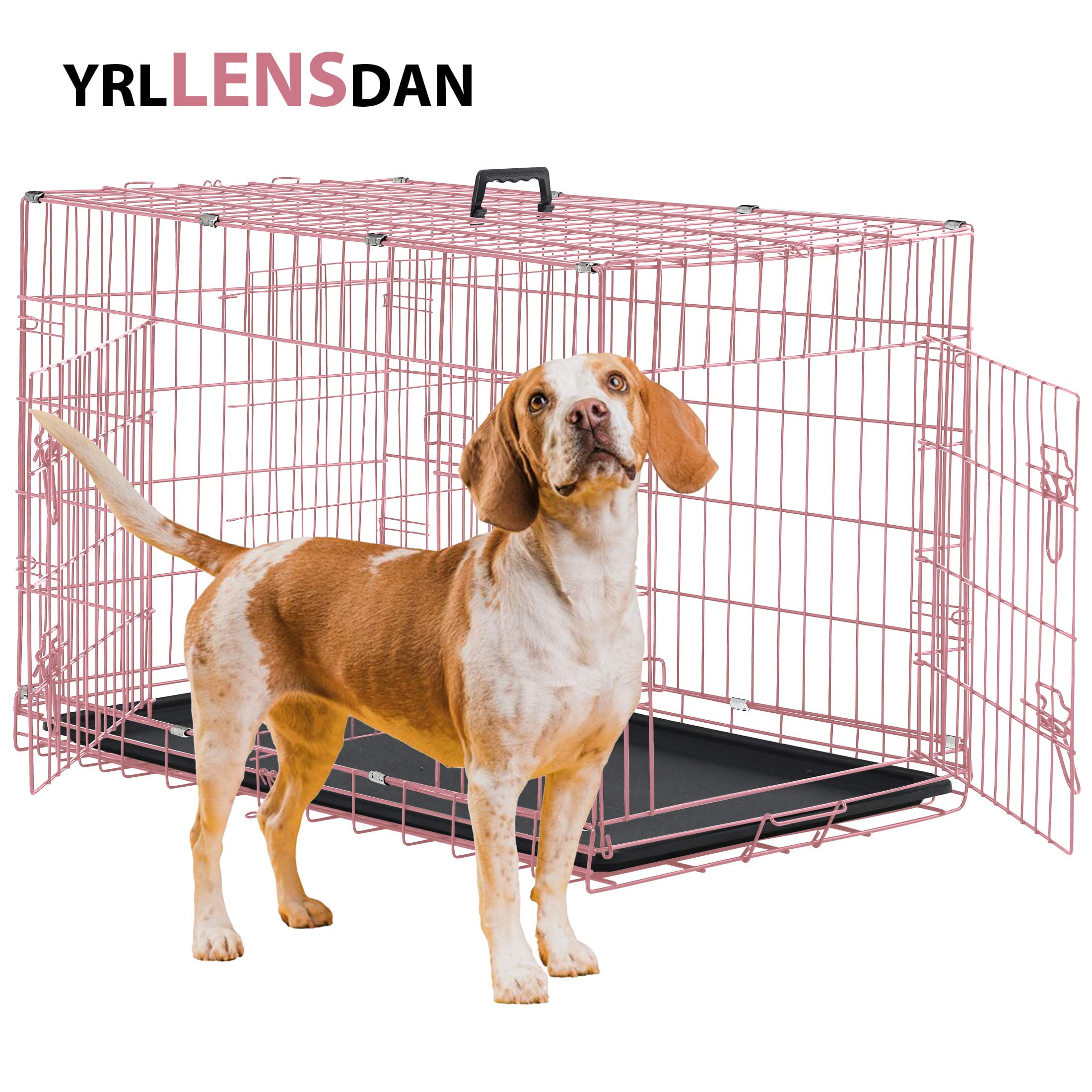 YRLLENSDAN 36 inch Medium Dog Crate for Small Dog Foldable Metal Dog ...