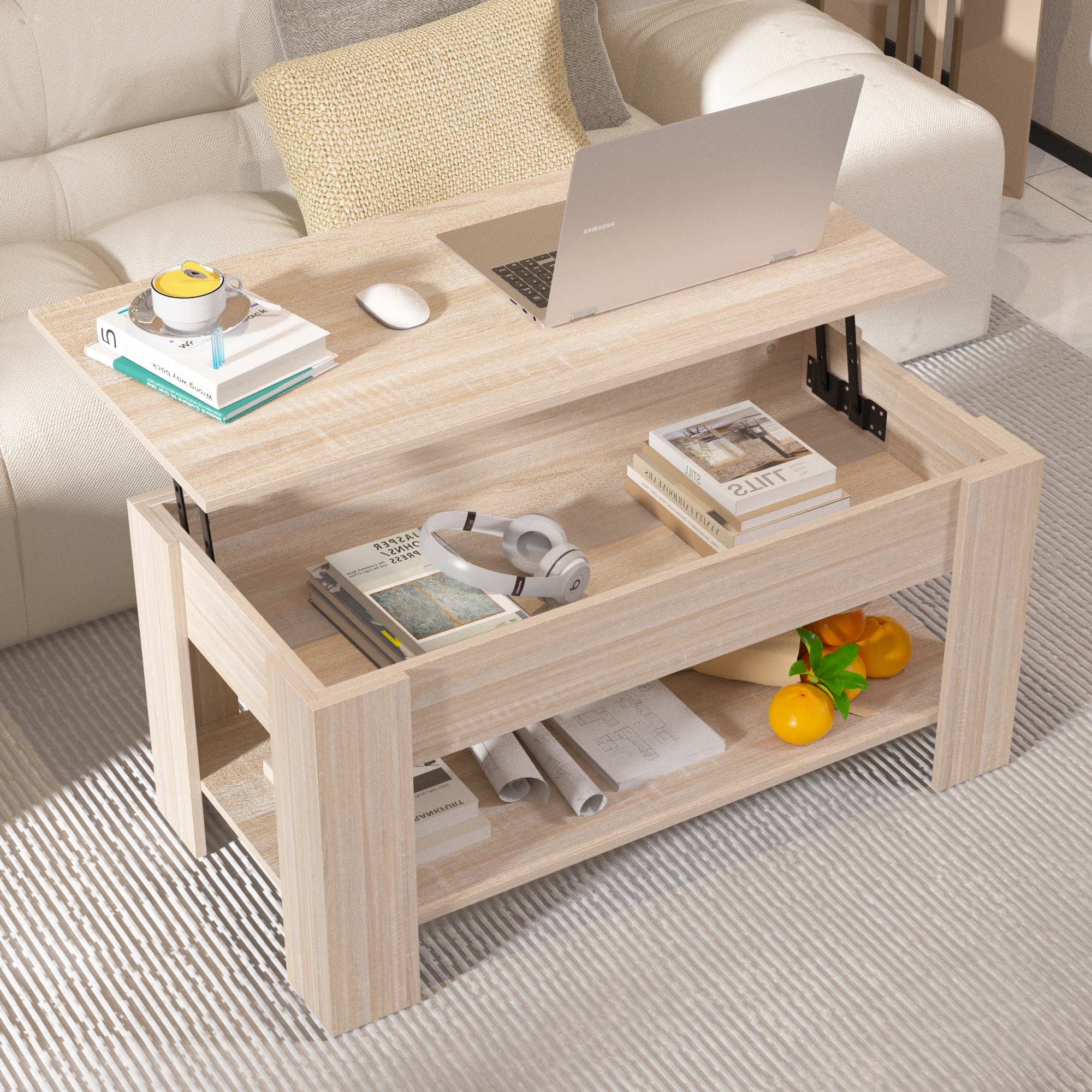 YRLLENSDAN 39.4 Inch Lift Top Coffee Table with Storage，Hidden ...