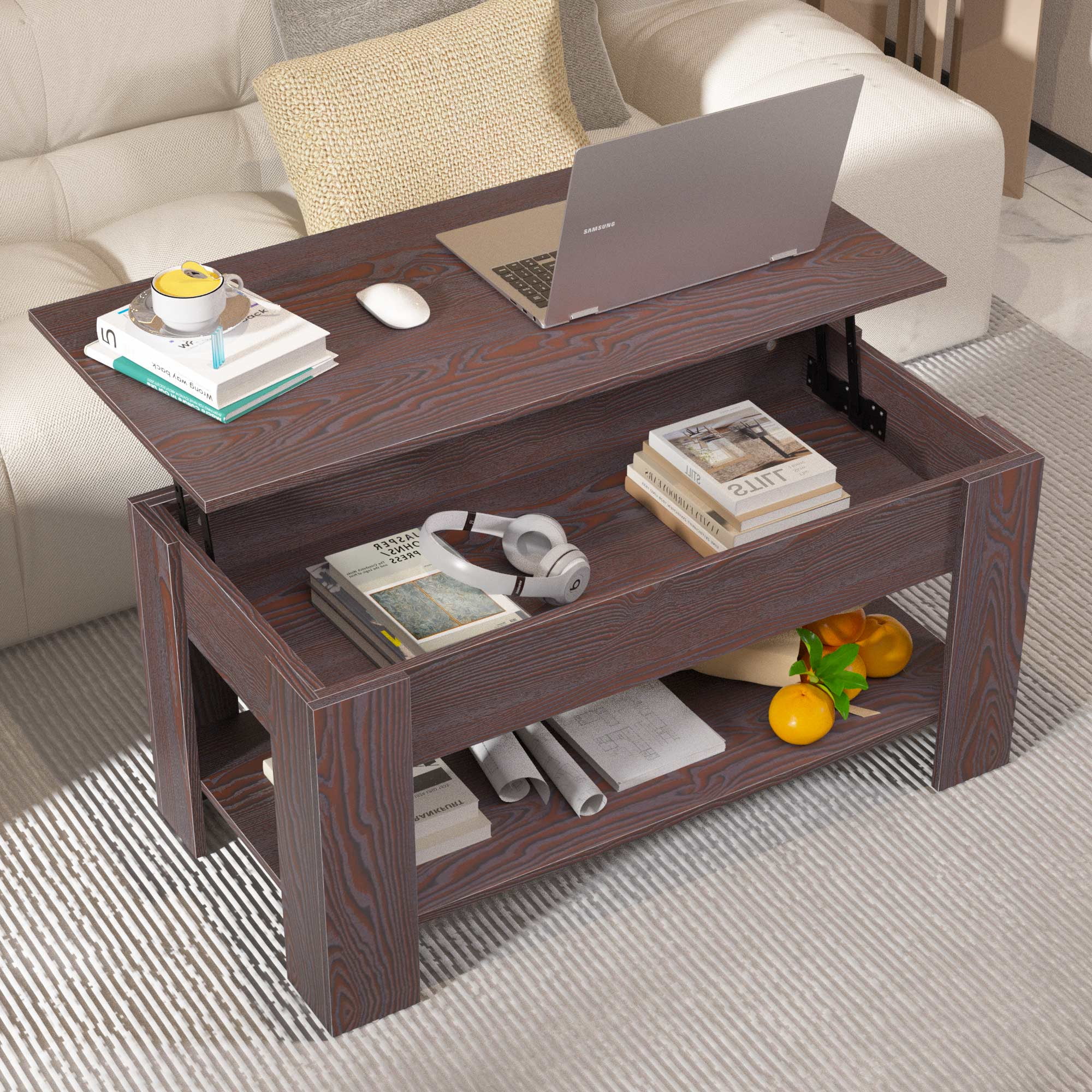 YRLLENSDAN 39.4 Inch Lift Top Coffee Table with Storage，Hidden ...