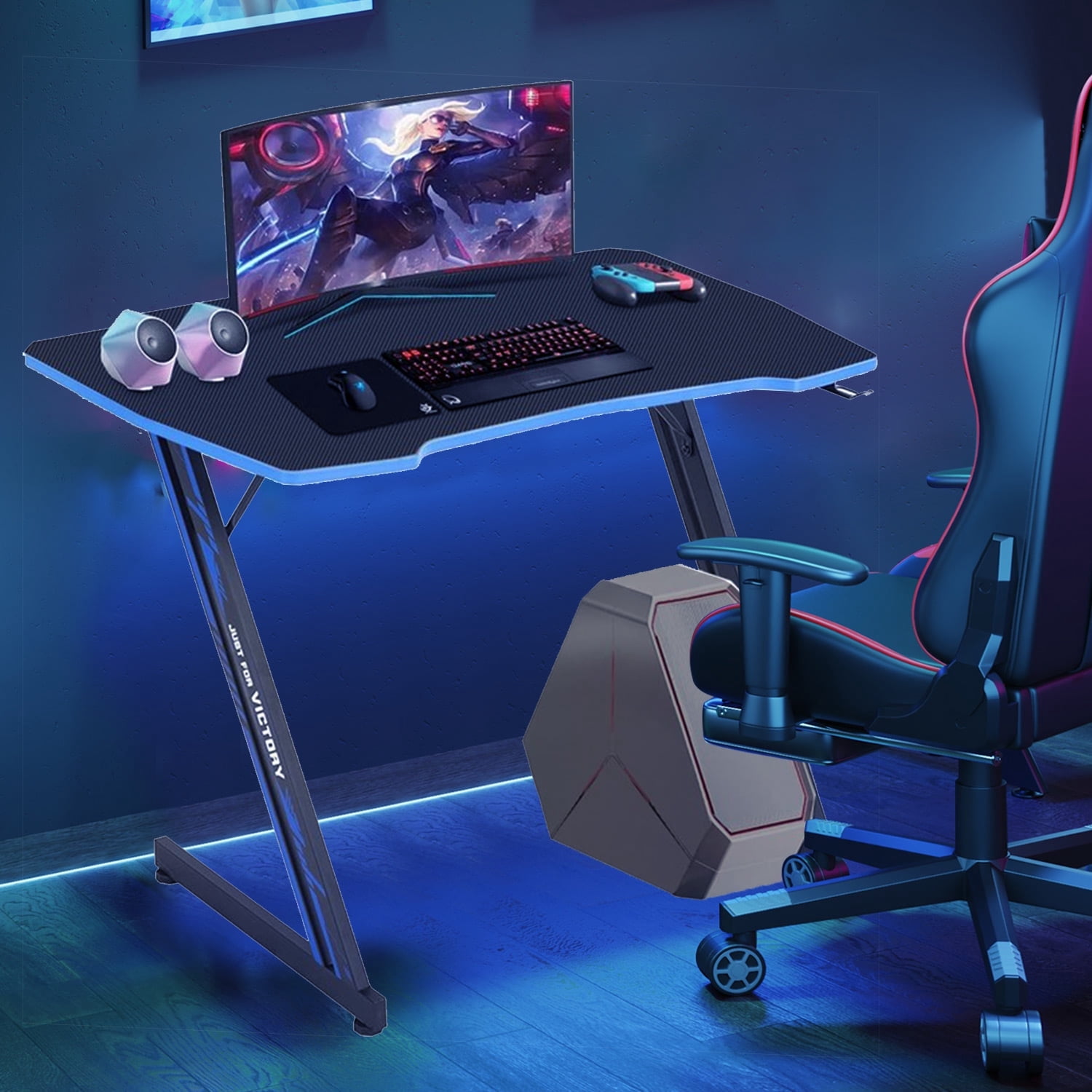 YRLLENSDAN 39" Computer Desk Z Shaped Workstation Ergonomic Table with ...