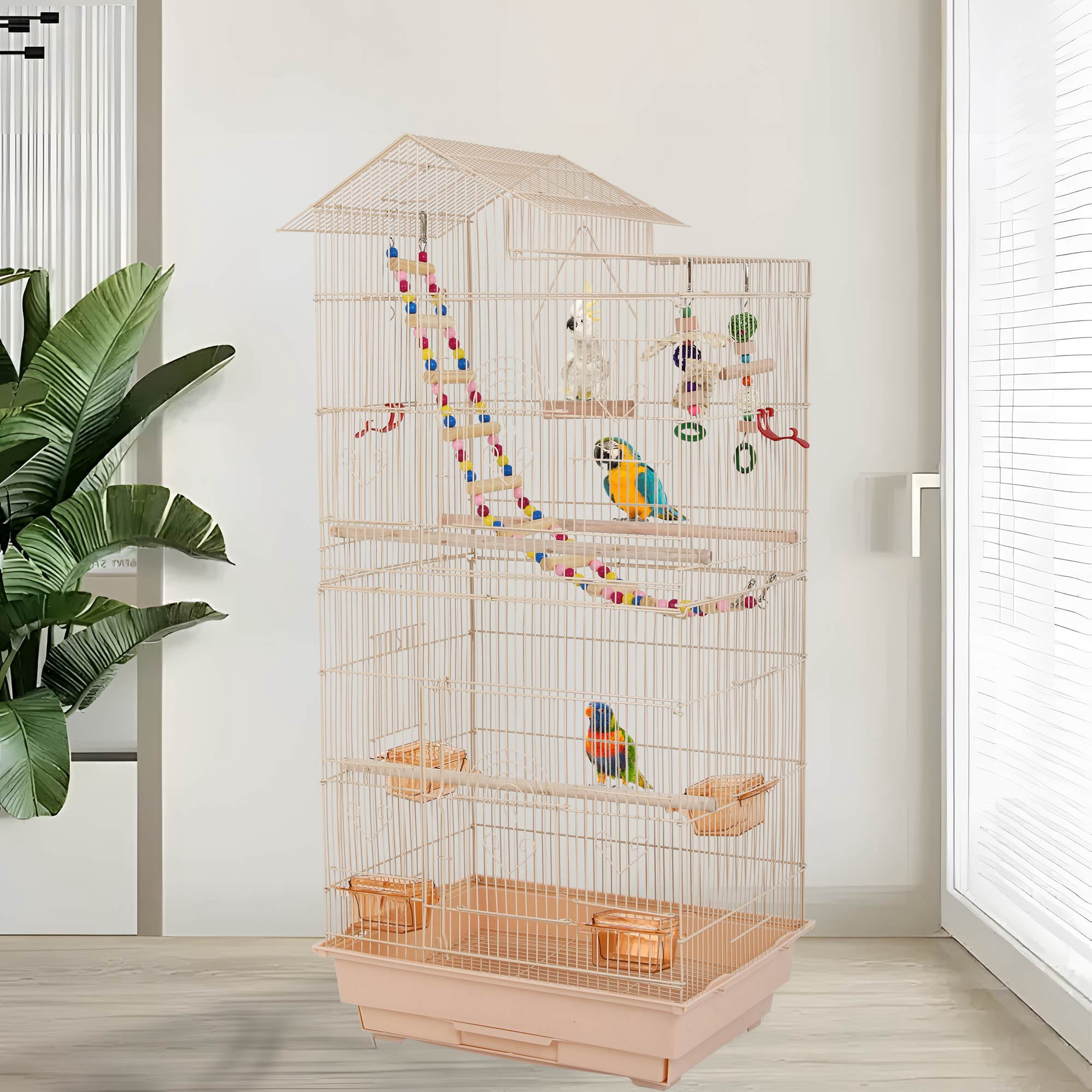 YRLLENSDAN 39 inch Roof Top Large Bird Cage, Parakeet Flight Cage for ...