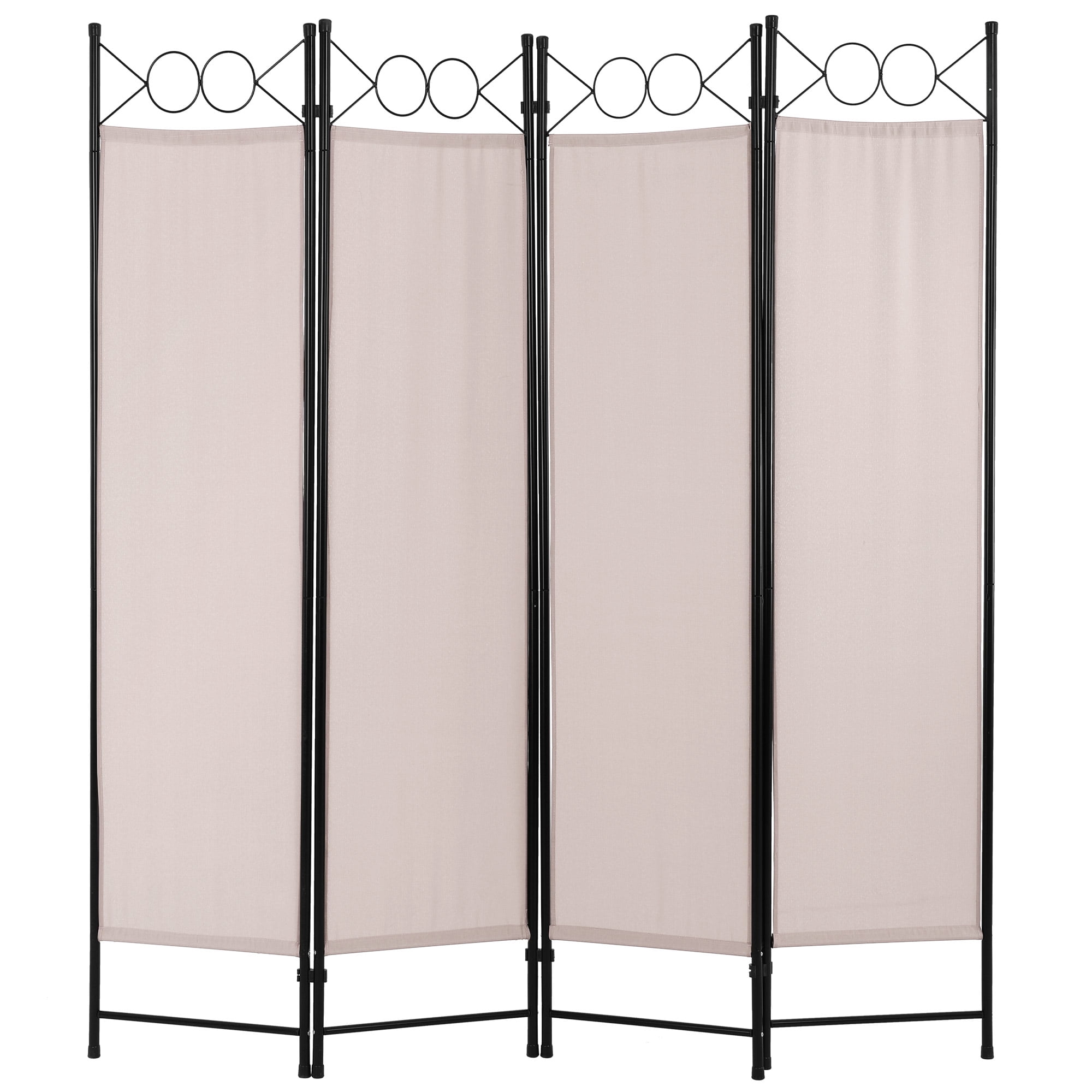 YRLLENSDAN 4 Panel Room Divider 6FT Steel Frame Screen Folding Privacy ...