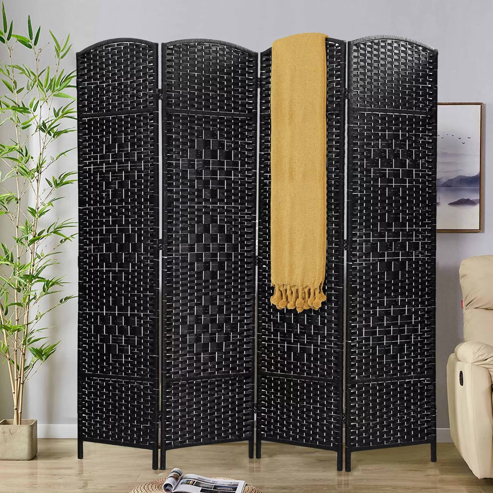 YRLLENSDAN 4 Panel Room Dividers Folding Portable, 6 ft Outdoor Indoor ...